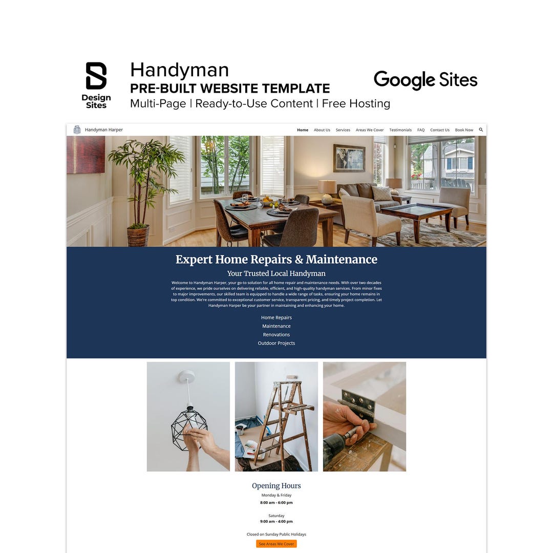 Handyman Website Template: Prebuilt Residential Maintenance & Fixing ...