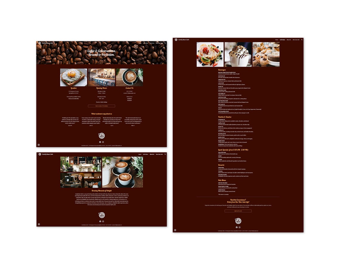 Cafe Website Template Google Sites, Cafe Shop Online Website, Coffee ...
