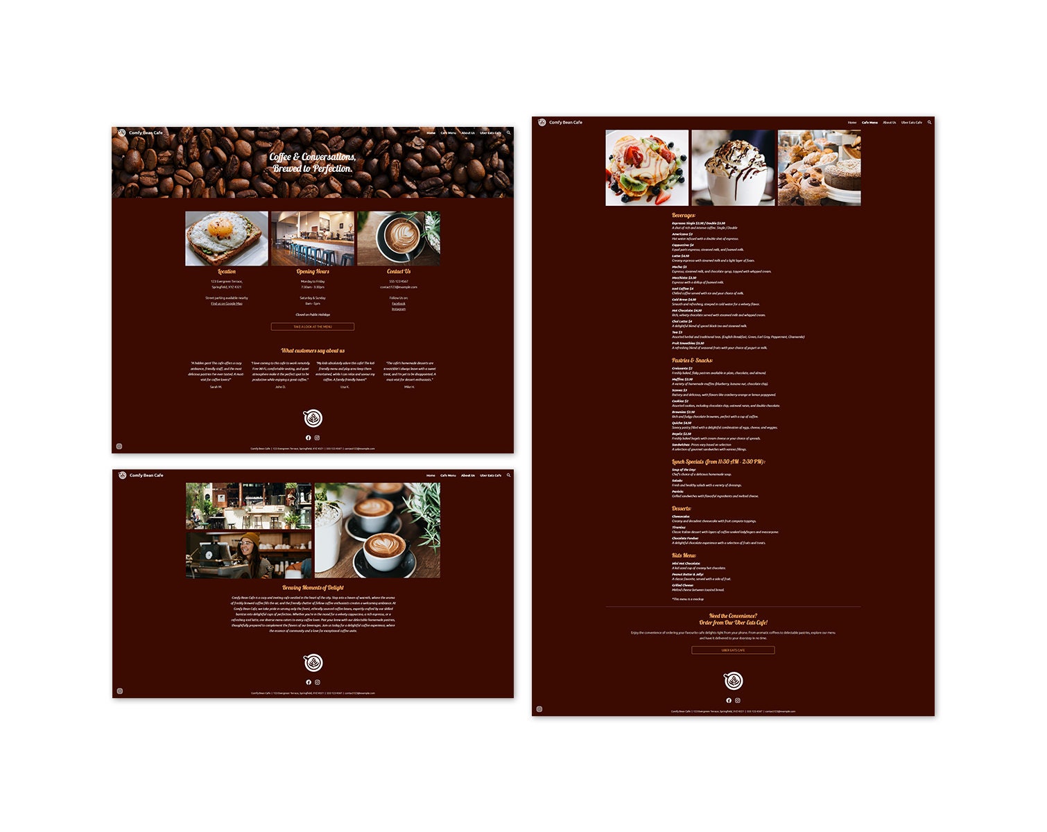 Cafe Website Template Google Sites, Cafe Shop Online Website, Coffee ...