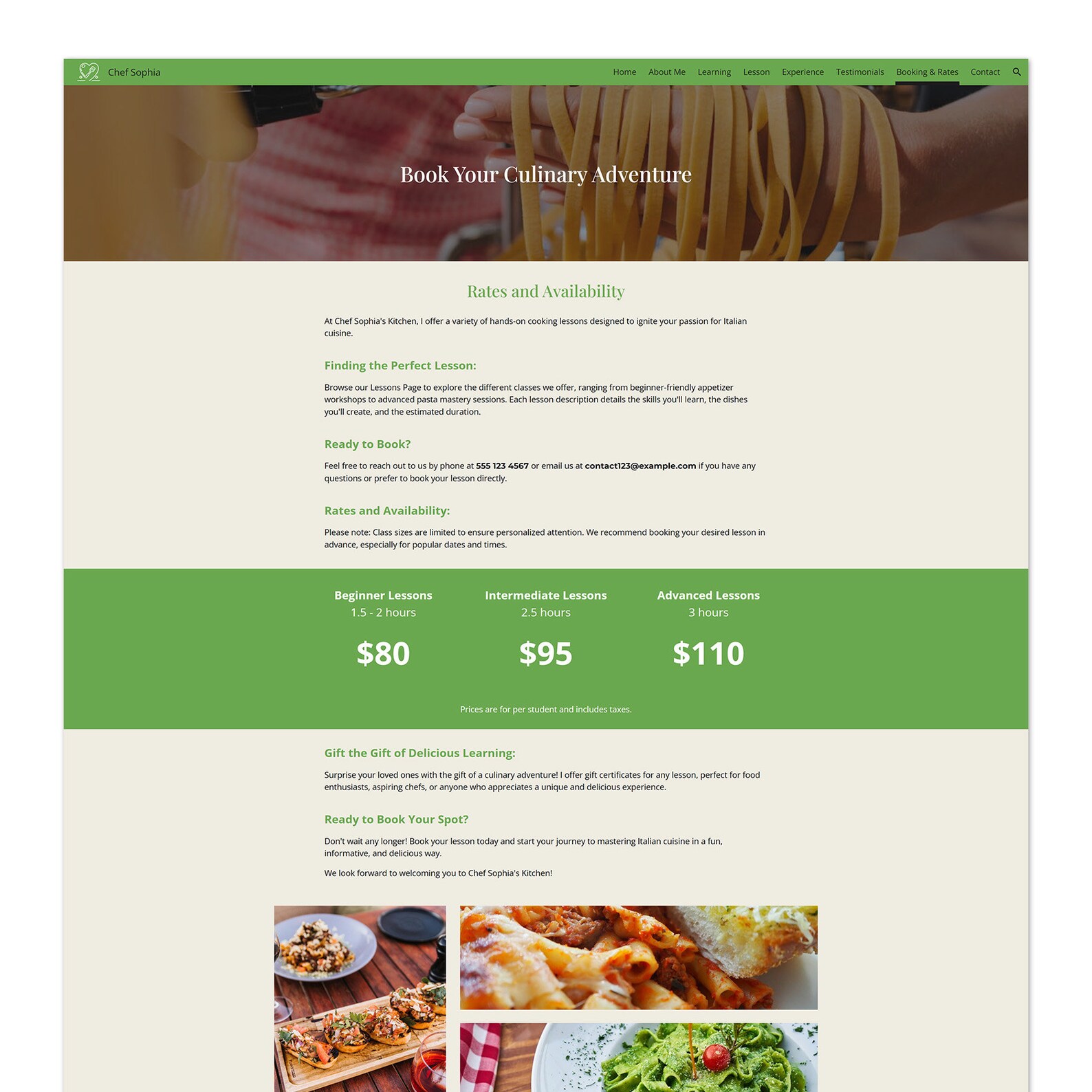 Cooking Lesson Website Template Google Site, Chef Training Cuisine Pre ...