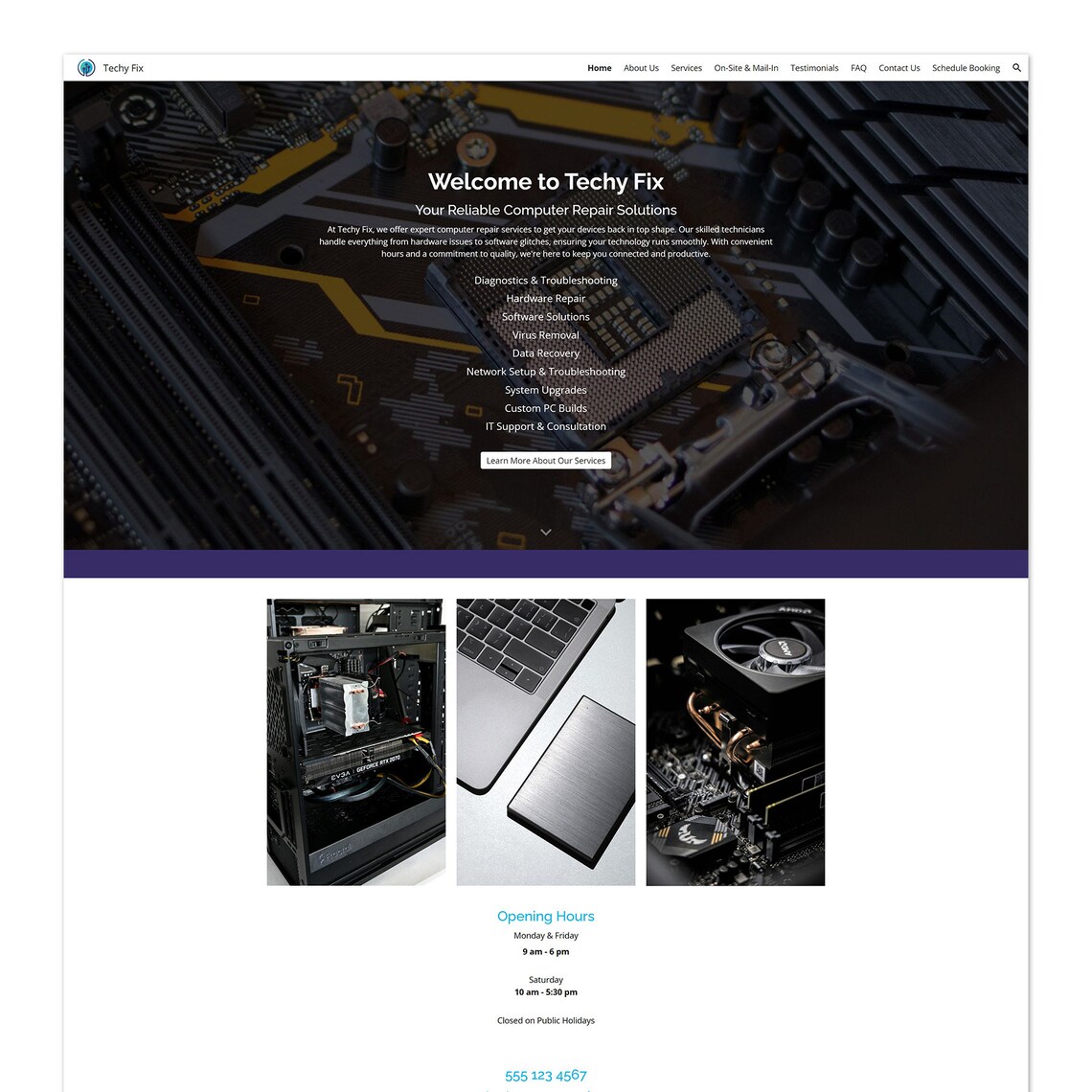 Computer Repair Service Website Template: Prebuilt IT Tech Support PC ...