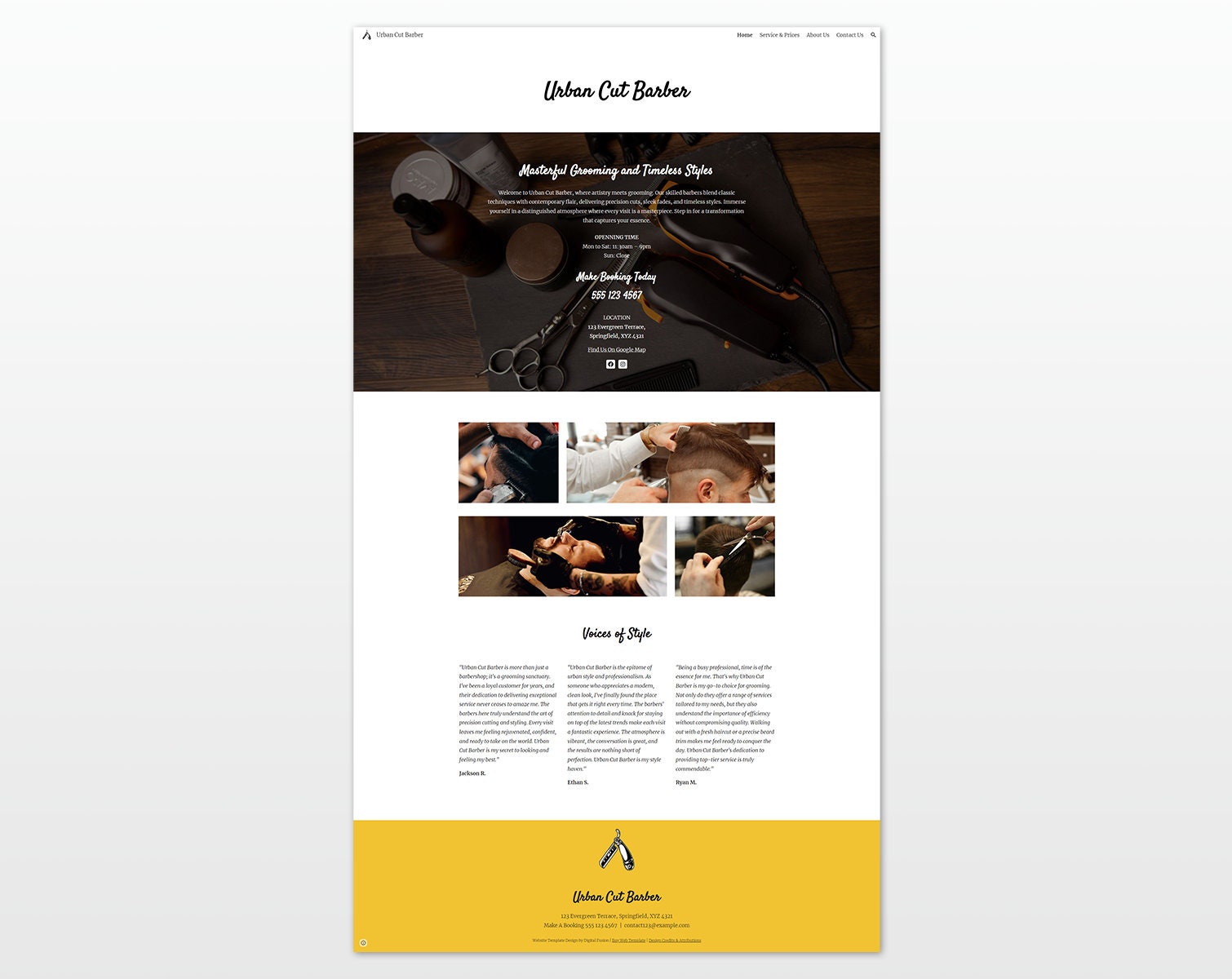 Barber Google Site Website Template Hair Trim Online Website - Etsy