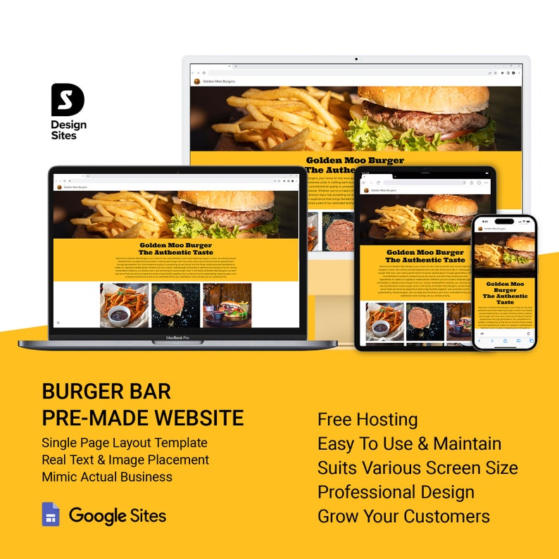 Hamburger Bar Prebuilt Website Template, Burger Restaurant Google Site ...