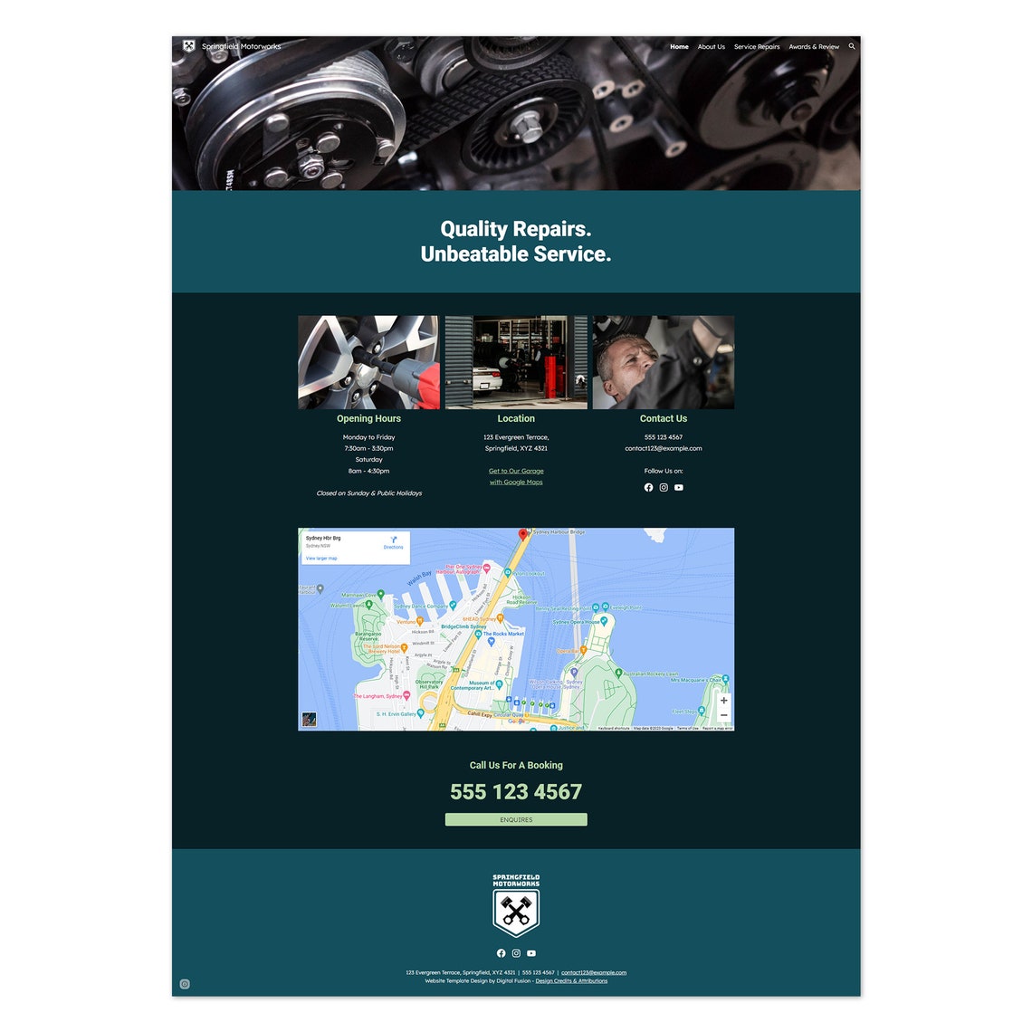 Mechanic Site Website Template Google Site, Motor Mechanic Online Web ...