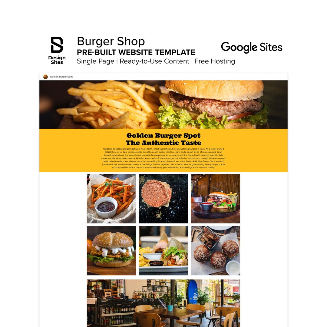 Burger Shop Website Template: Prebuilt Food & Drinks Hamburger Bar ...