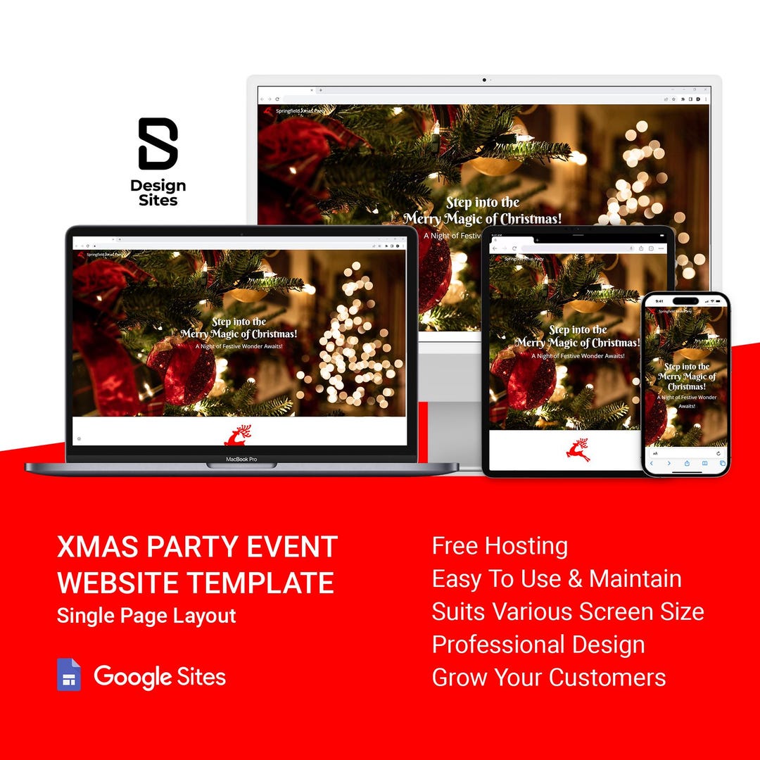 Christmas Party Website Template: Prebuilt Xmas Event Party Organize ...