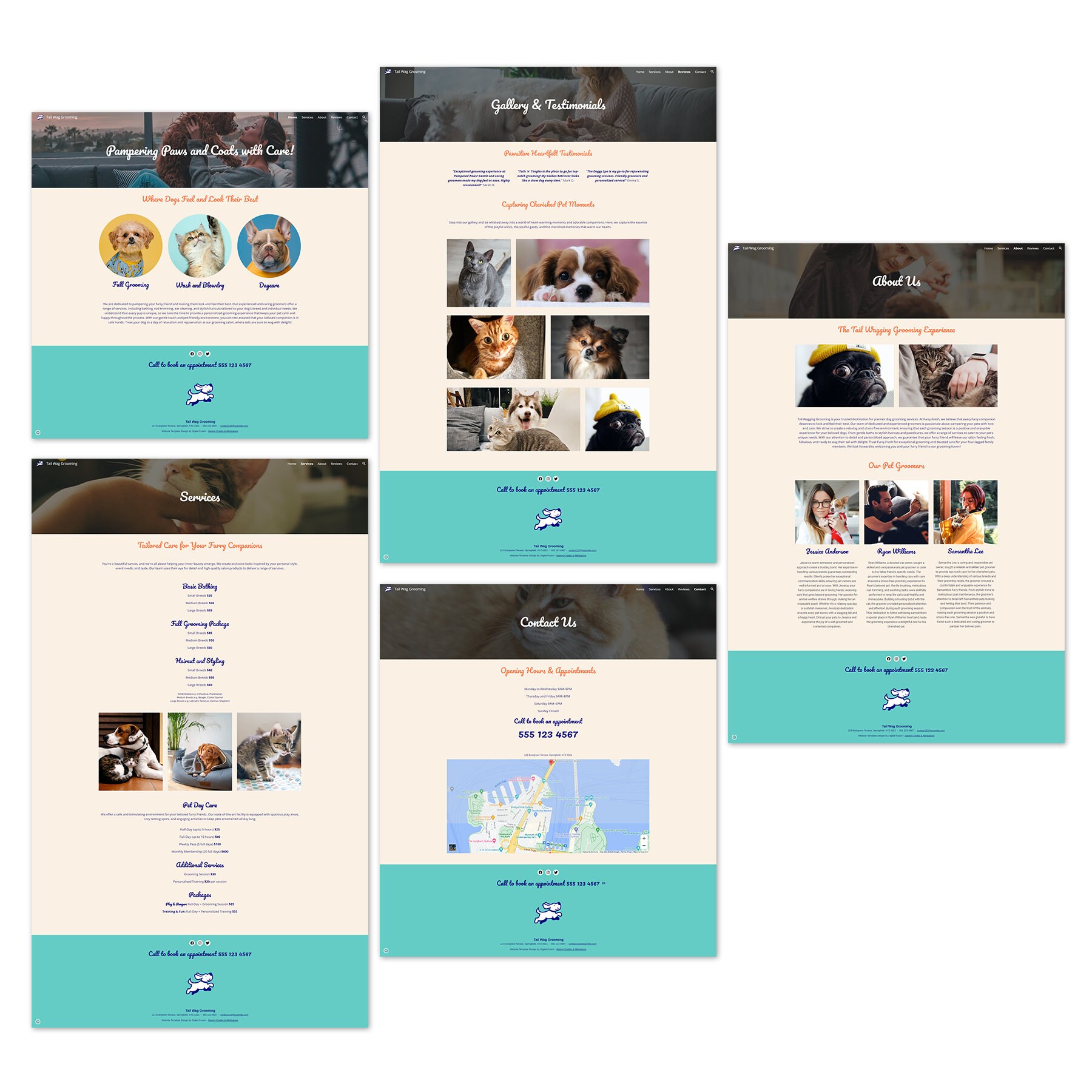 Pet Grooming Website Template Google Site, Animal Groom Online Site ...