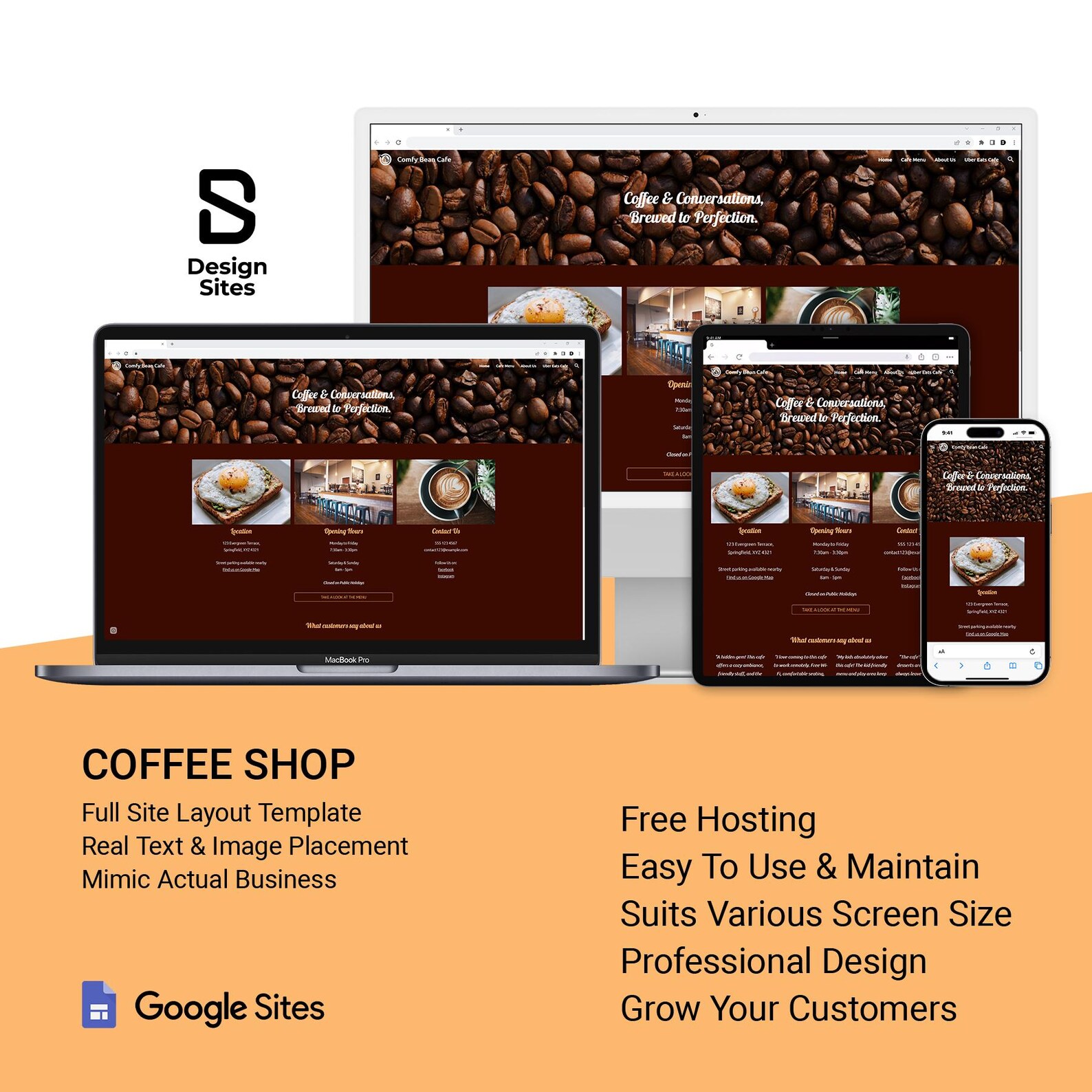 Cafe Website Template Google Sites, Cafe Shop Online Website, Coffee ...