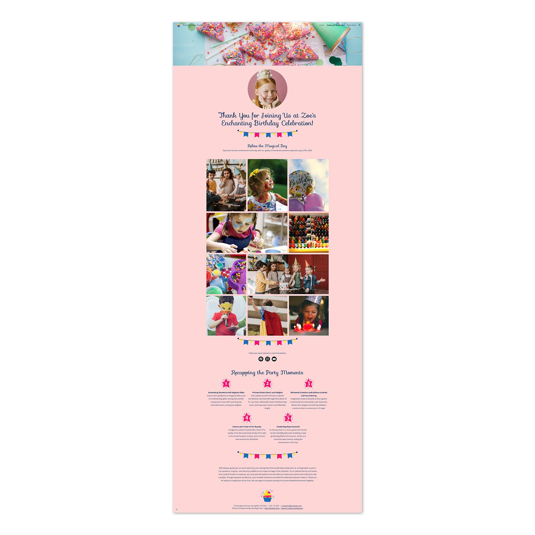 Kids Birthday Party Event Web Template Google Site, Girl Bday ...