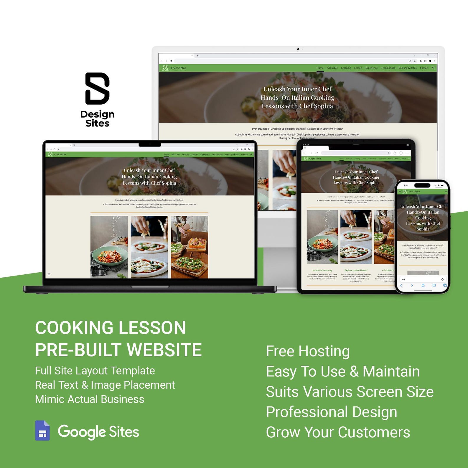 Cooking Lesson Website Template Google Site, Chef Training Cuisine Pre ...