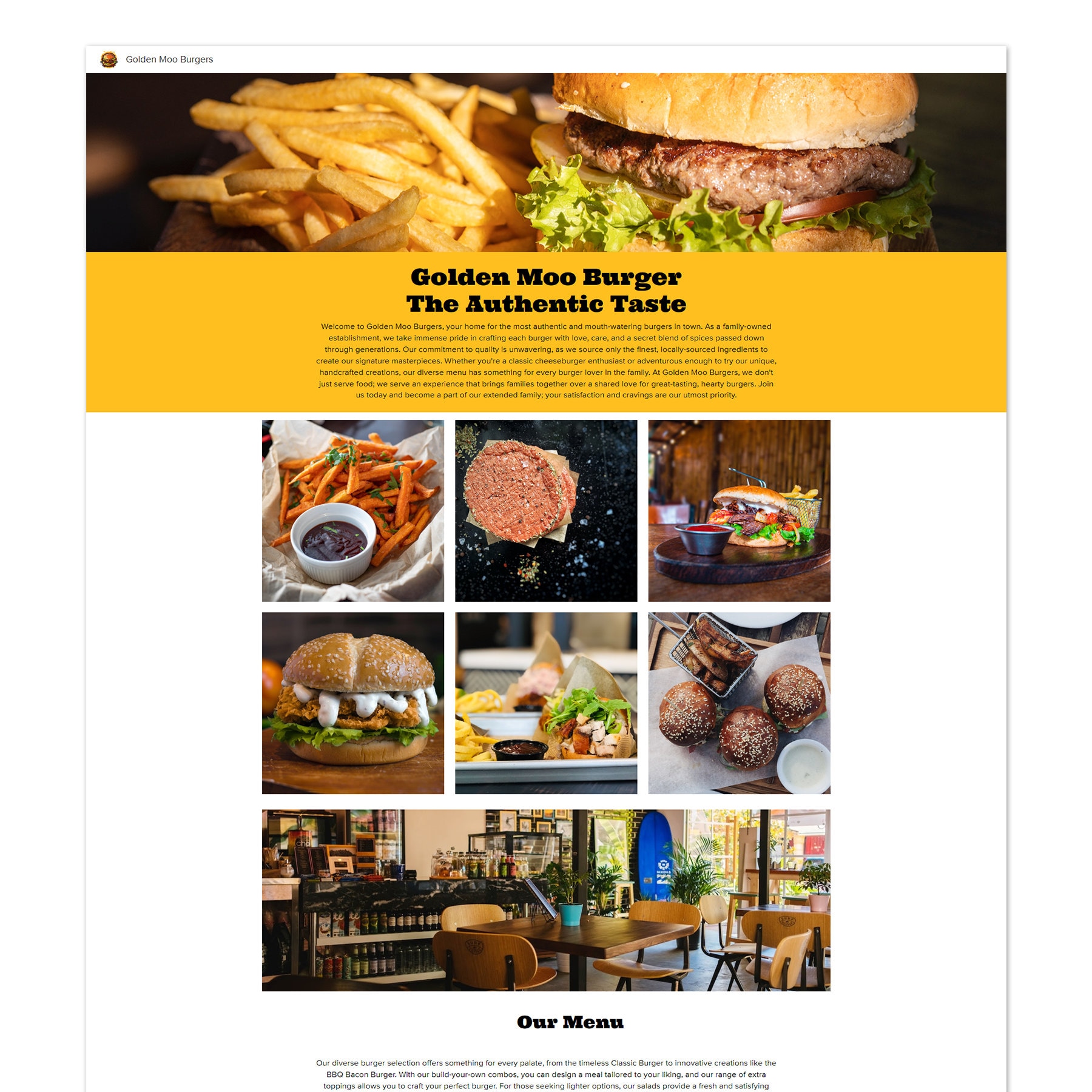 Hamburger Bar Prebuilt Website Template, Burger Restaurant Google Site ...