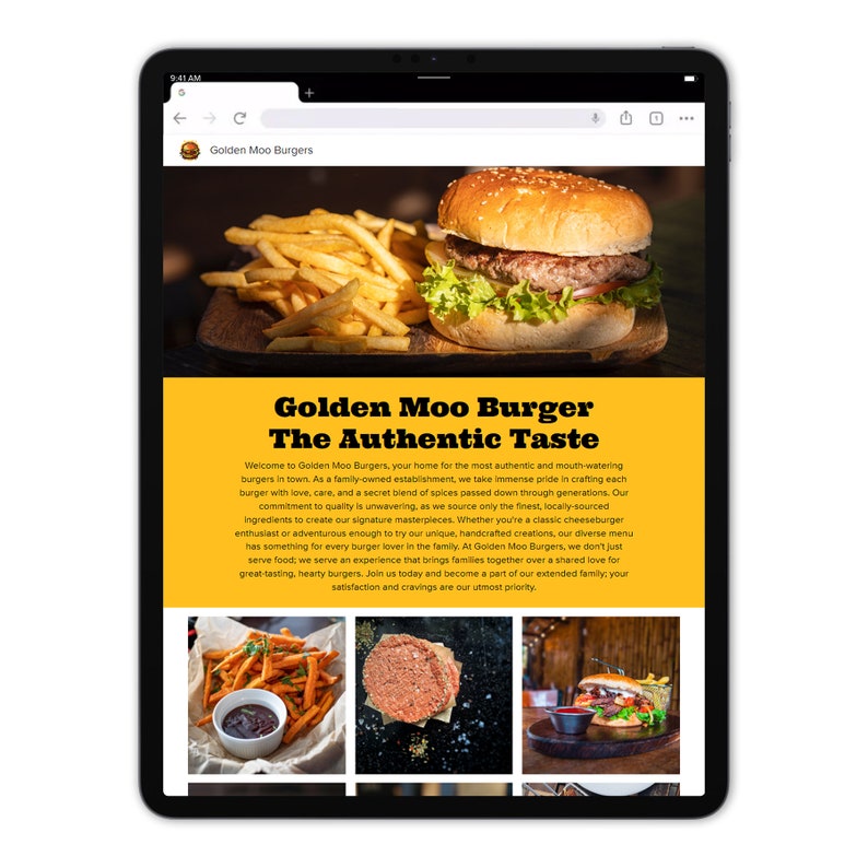 Hamburger Bar Prebuilt Website Template, Burger Restaurant Google Site ...