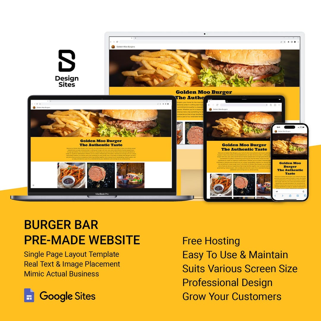 Hamburger Bar Prebuilt Website Template, Burger Restaurant Google Site Single Page Fast Food ...