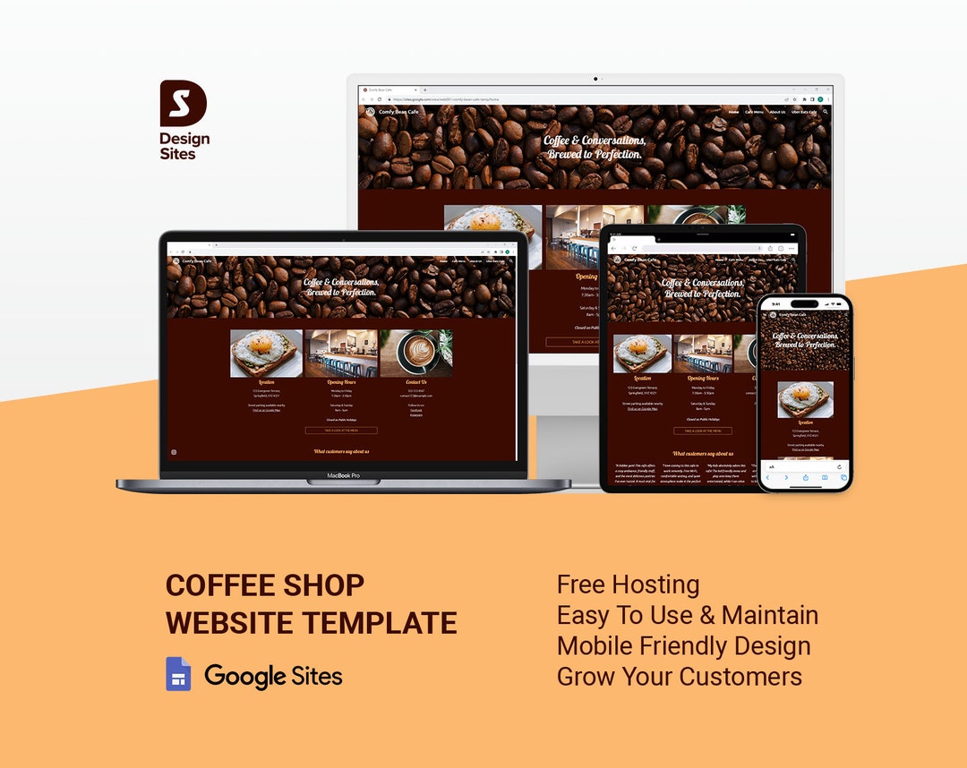 Cafe Website Template Google Sites Cafe Shop Online Website - Etsy