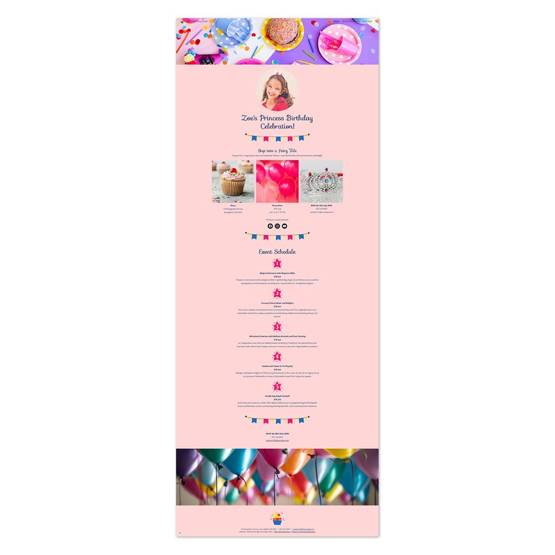 Kids Birthday Party Event Web Template Google Site, Girl Bday ...