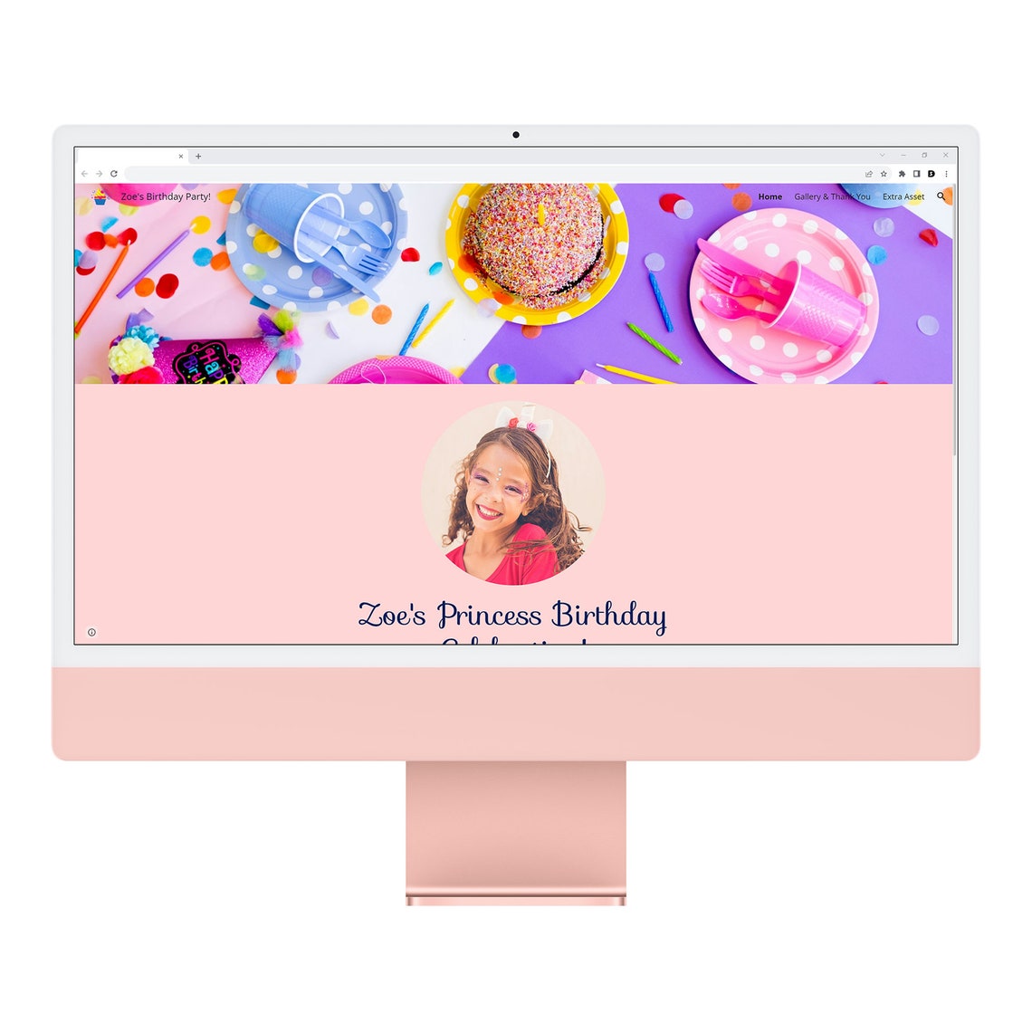 Kids Birthday Party Event Web Template Google Site, Girl Bday ...