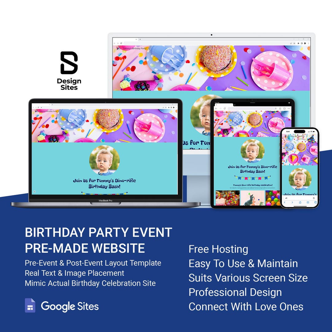 Kids Birthday Party Event Web Template Google Site, Boys Bday ...
