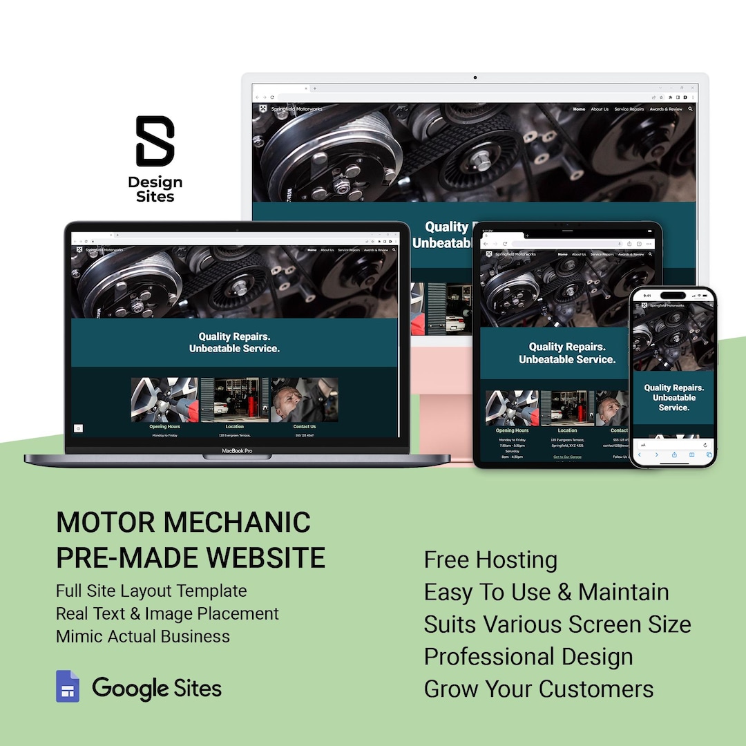 Mechanic Site Website Template Google Site, Motor Mechanic Online Web ...