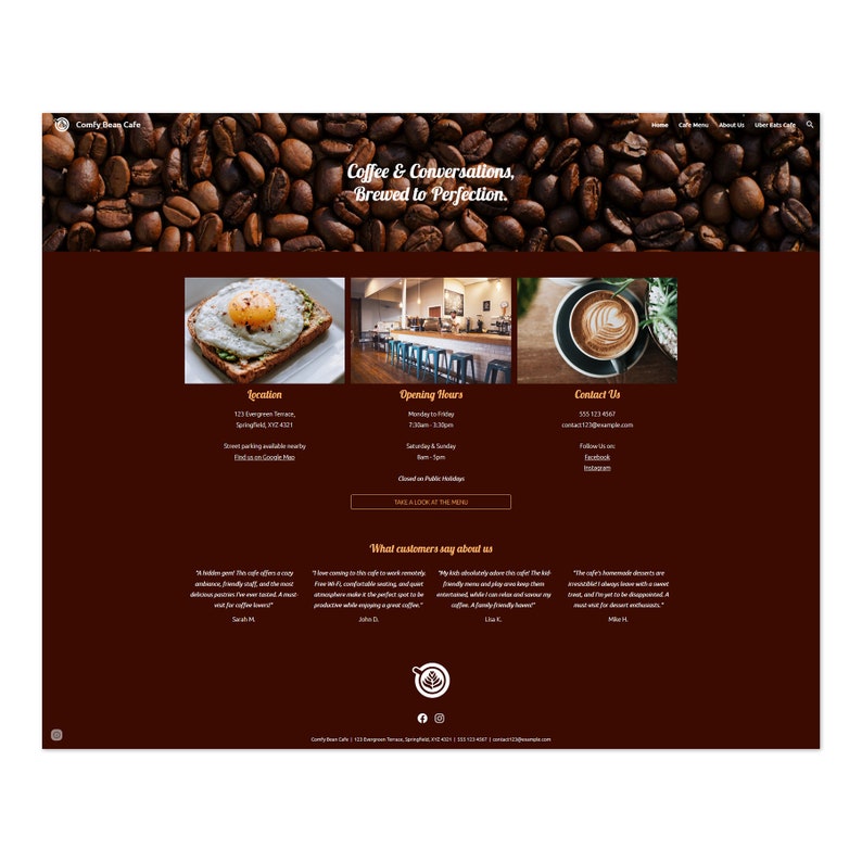 Cafe Website Template Google Sites, Cafe Shop Online Website, Coffee ...