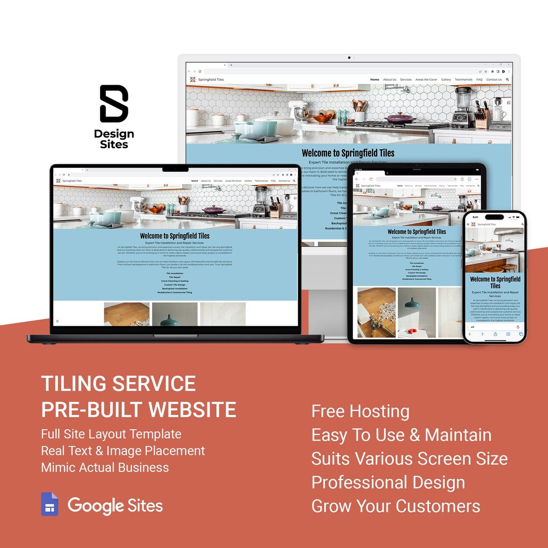 Tiling Service Website Template Google Site, Tile Installer Pre-built ...