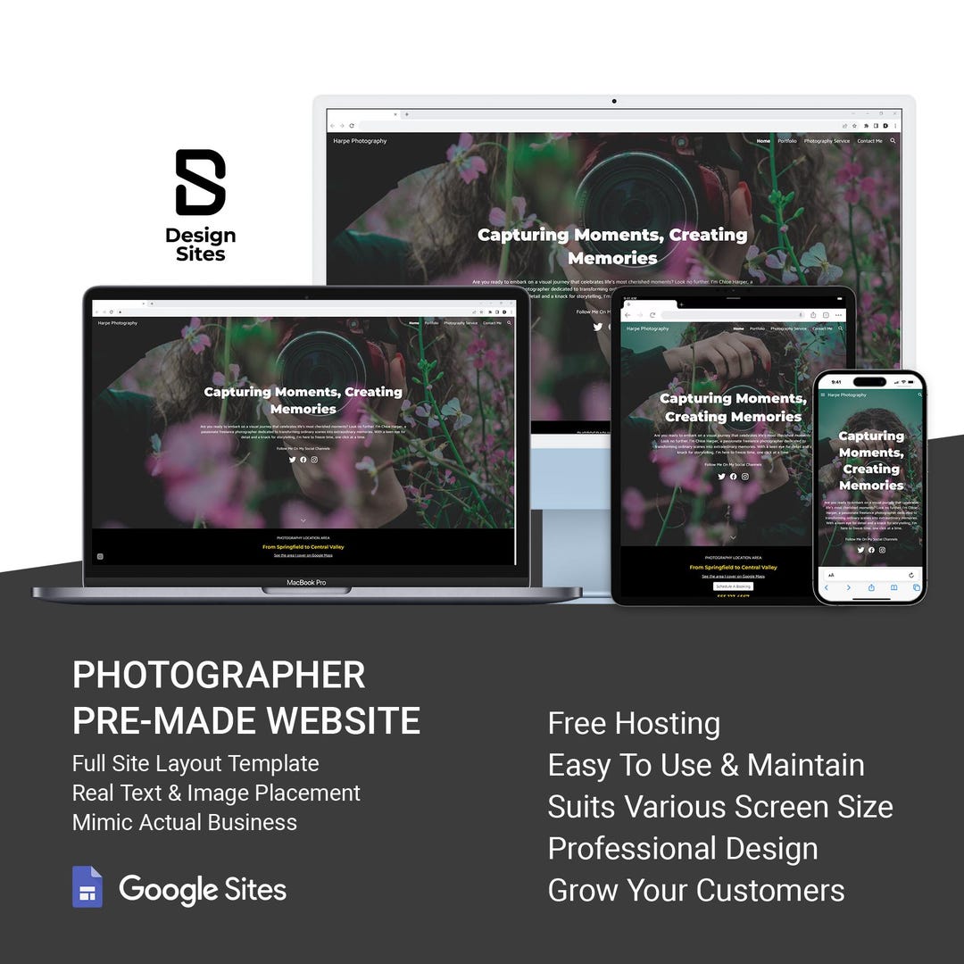 Photography Website Template Google Site, Freelance Photographer ...