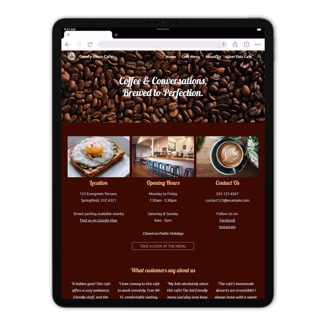 Cafe Website Template Google Sites, Cafe Shop Online Website, Coffee ...
