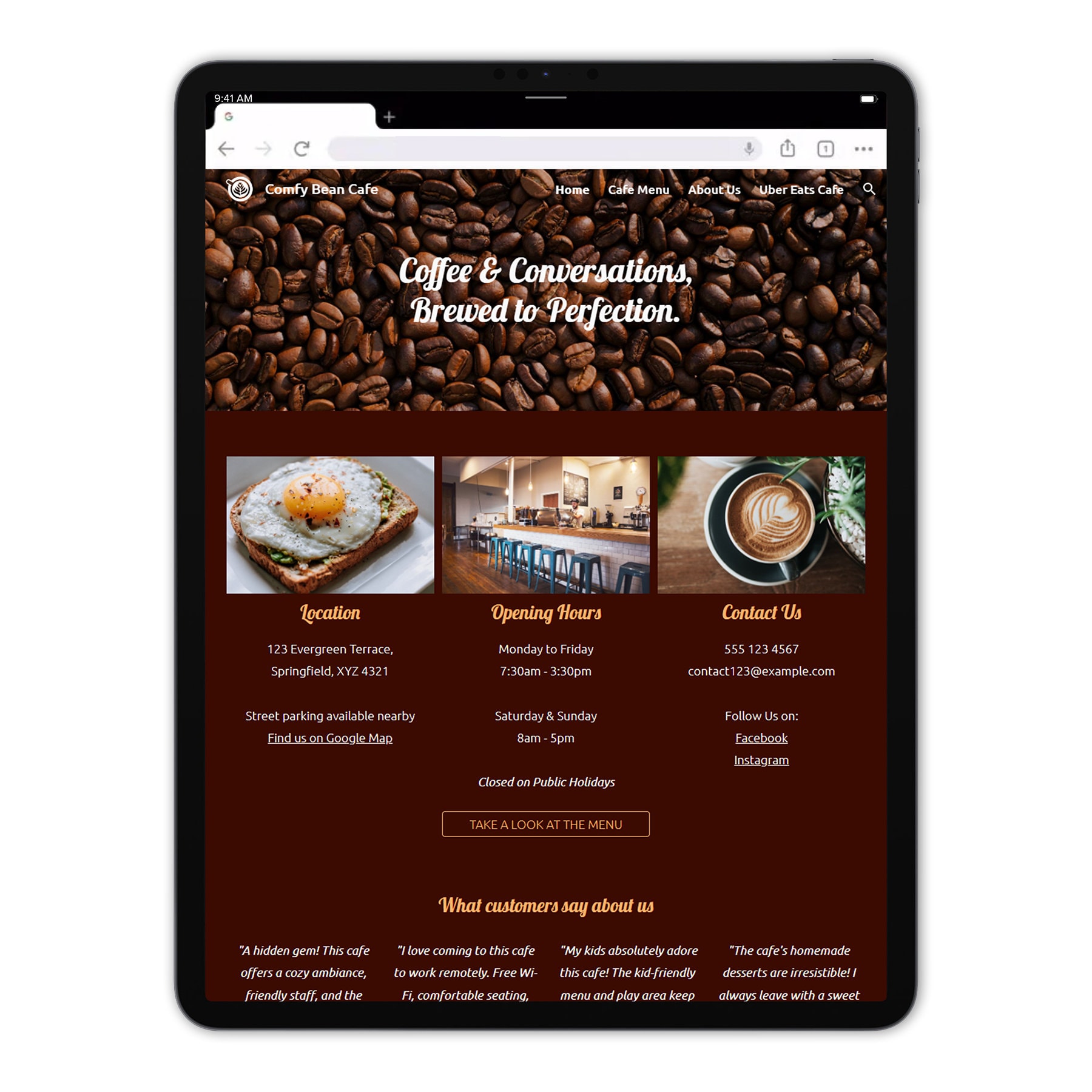 Cafe Website Template Google Sites, Cafe Shop Online Website, Coffee ...