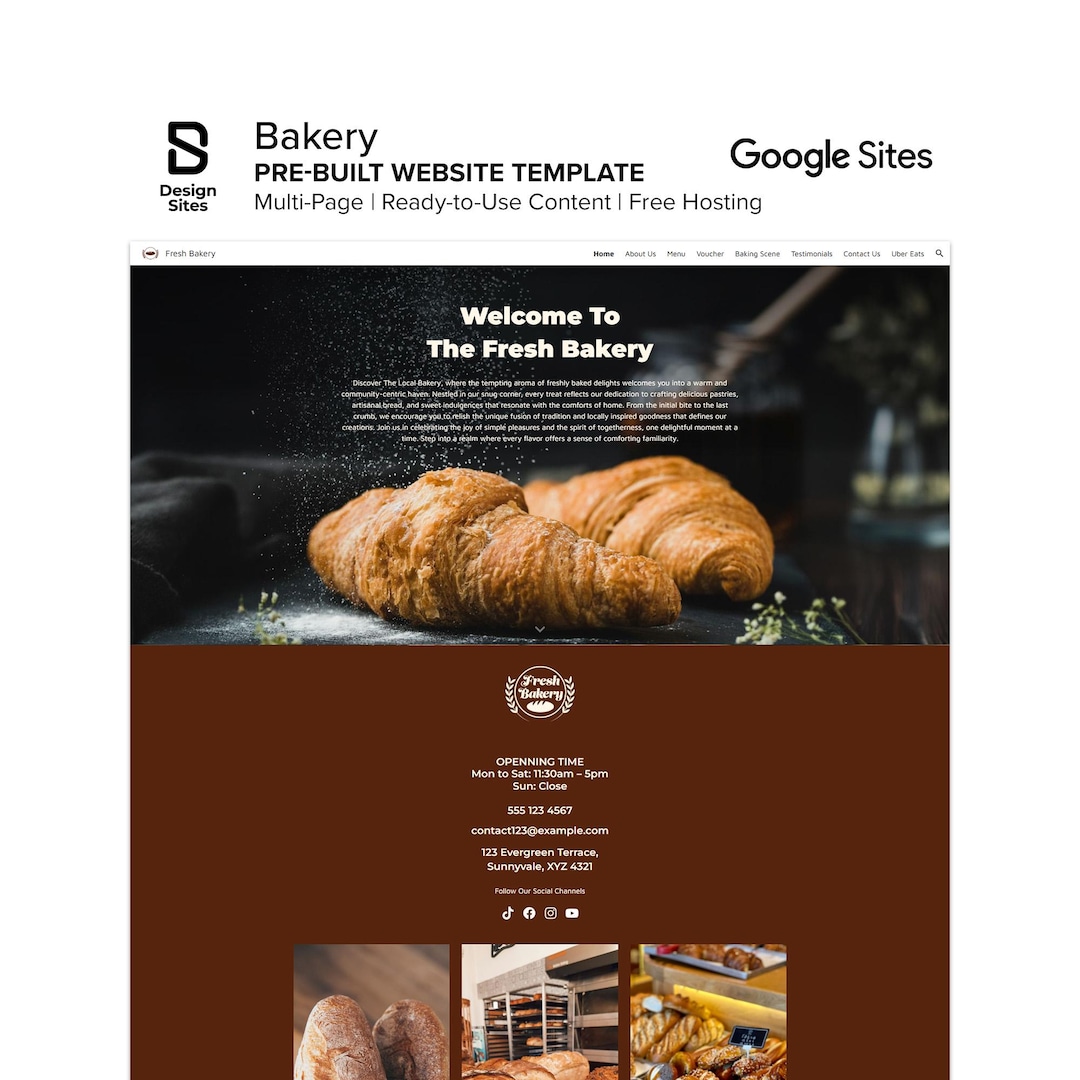 Bakery Shop Website Template: Prebuilt Food & Drinks Bread Pastries ...