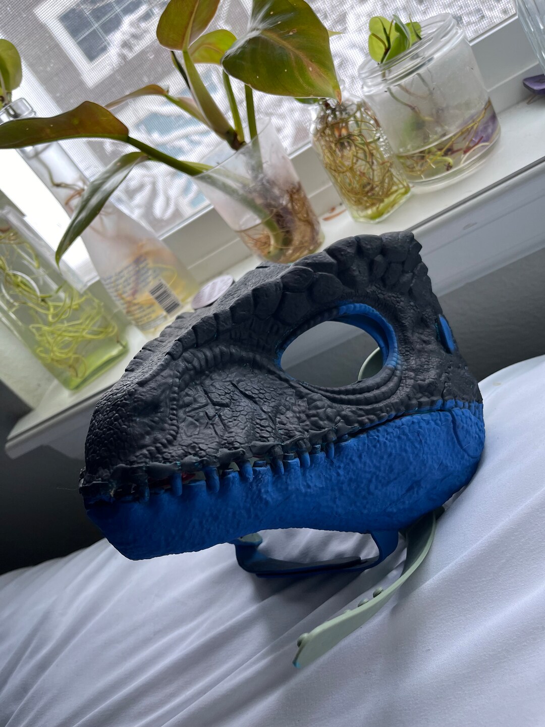 Blue and Black Dino Mask - Etsy