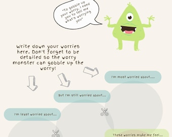 Worry Monster Worksheet | Kids Anxiety, Feelings Therapy (PDF Download ...