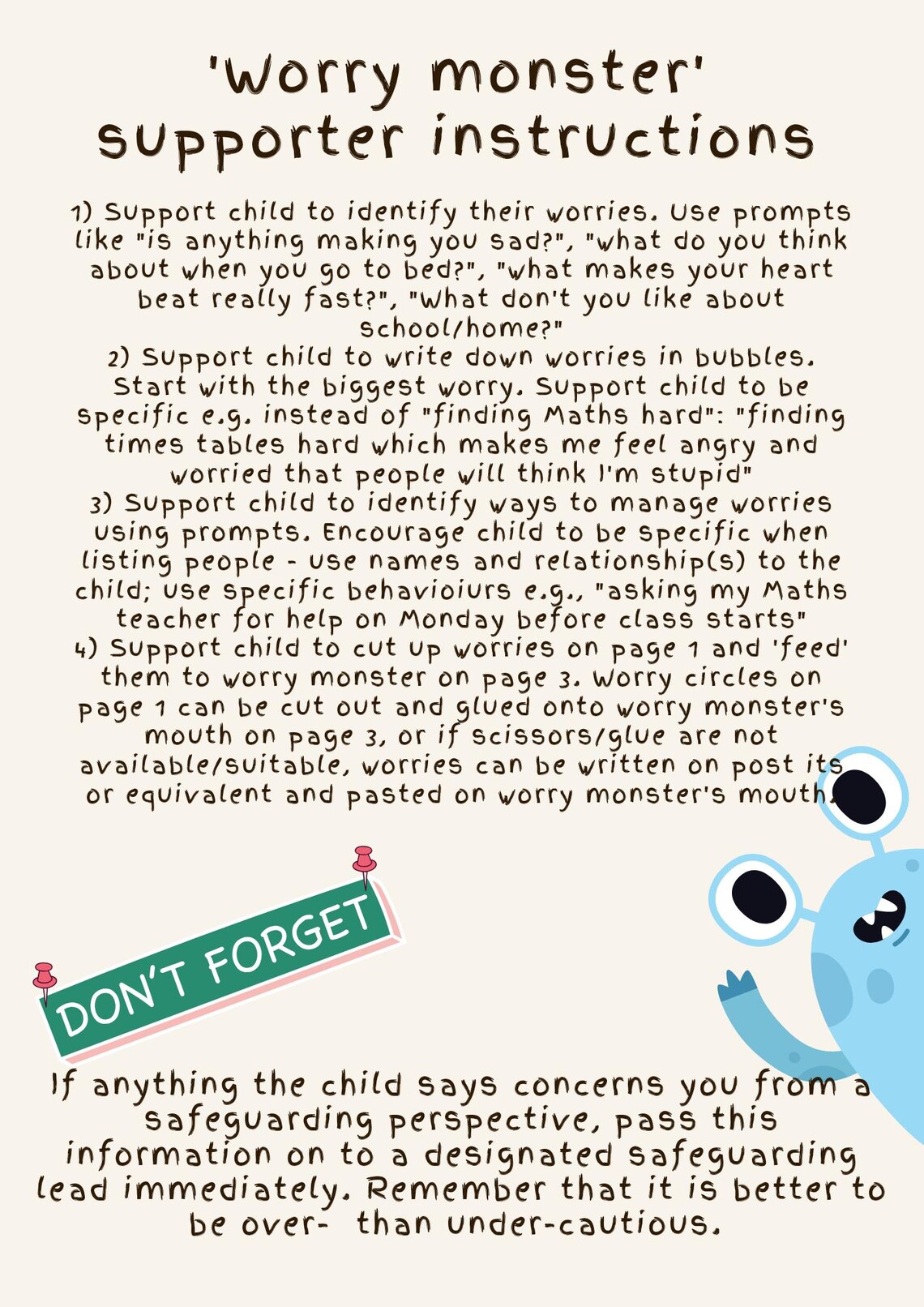 Worry Monster Classroom Wellbeing Feeling Emotion Therapy School ...