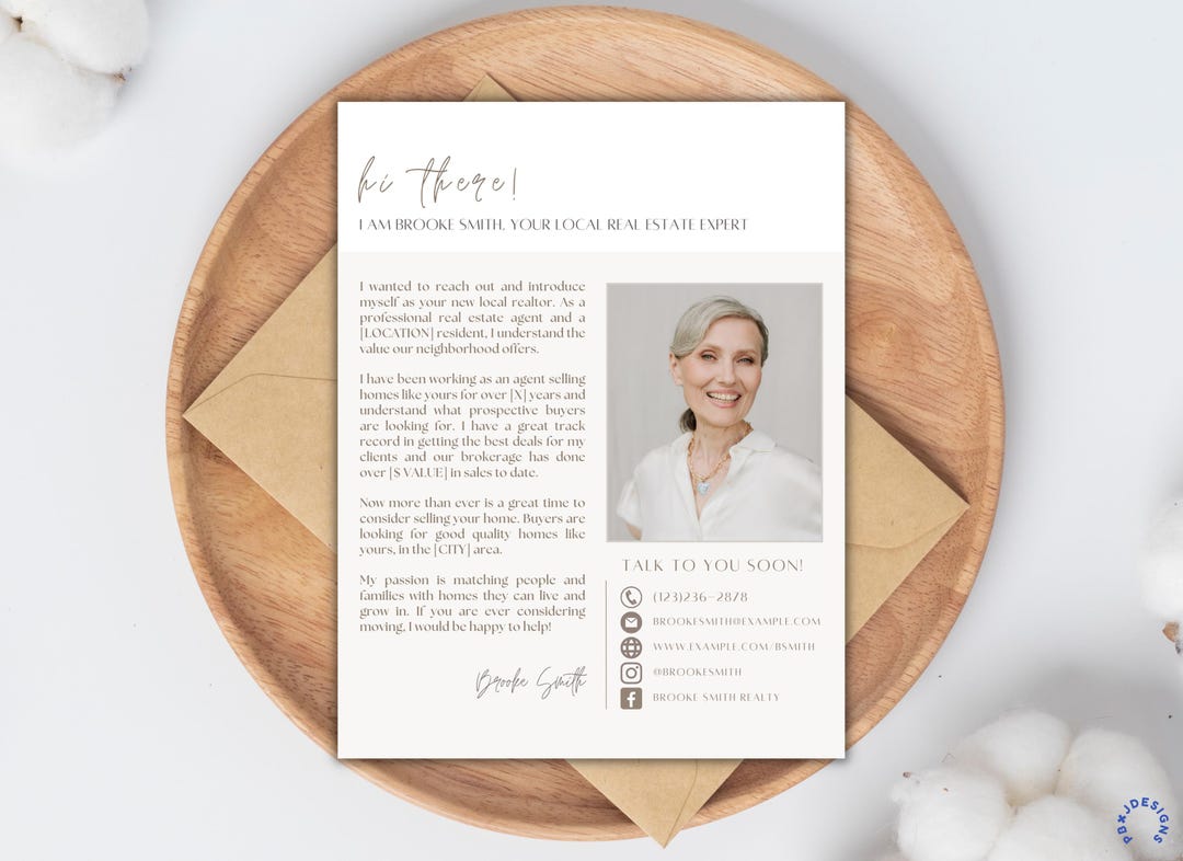 Realtor Introduction Letter Template, Real Estate Marketing (canva ...
