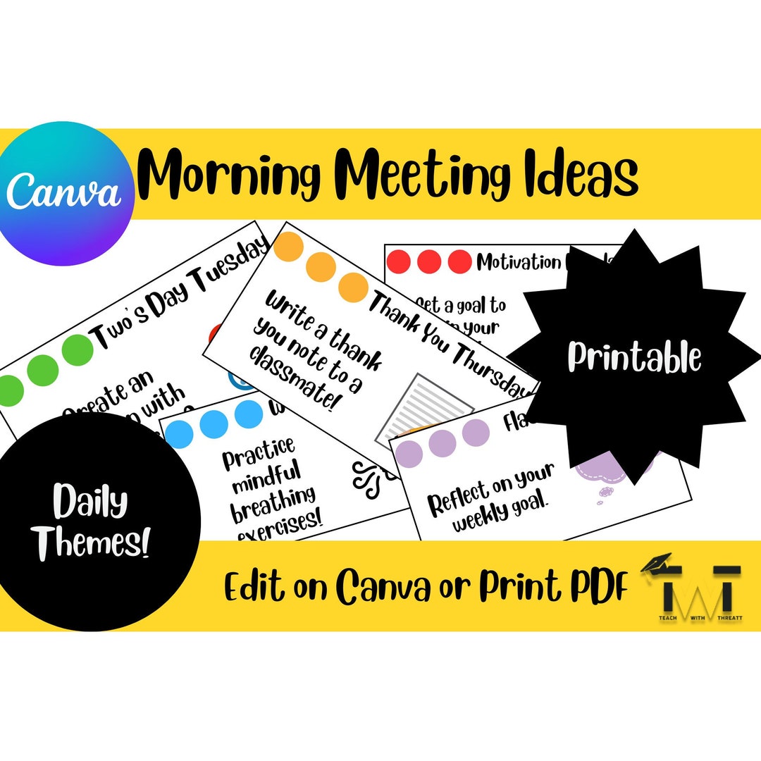 Editable CANVA Morning Meeting Template Morning Meeting Printable ...