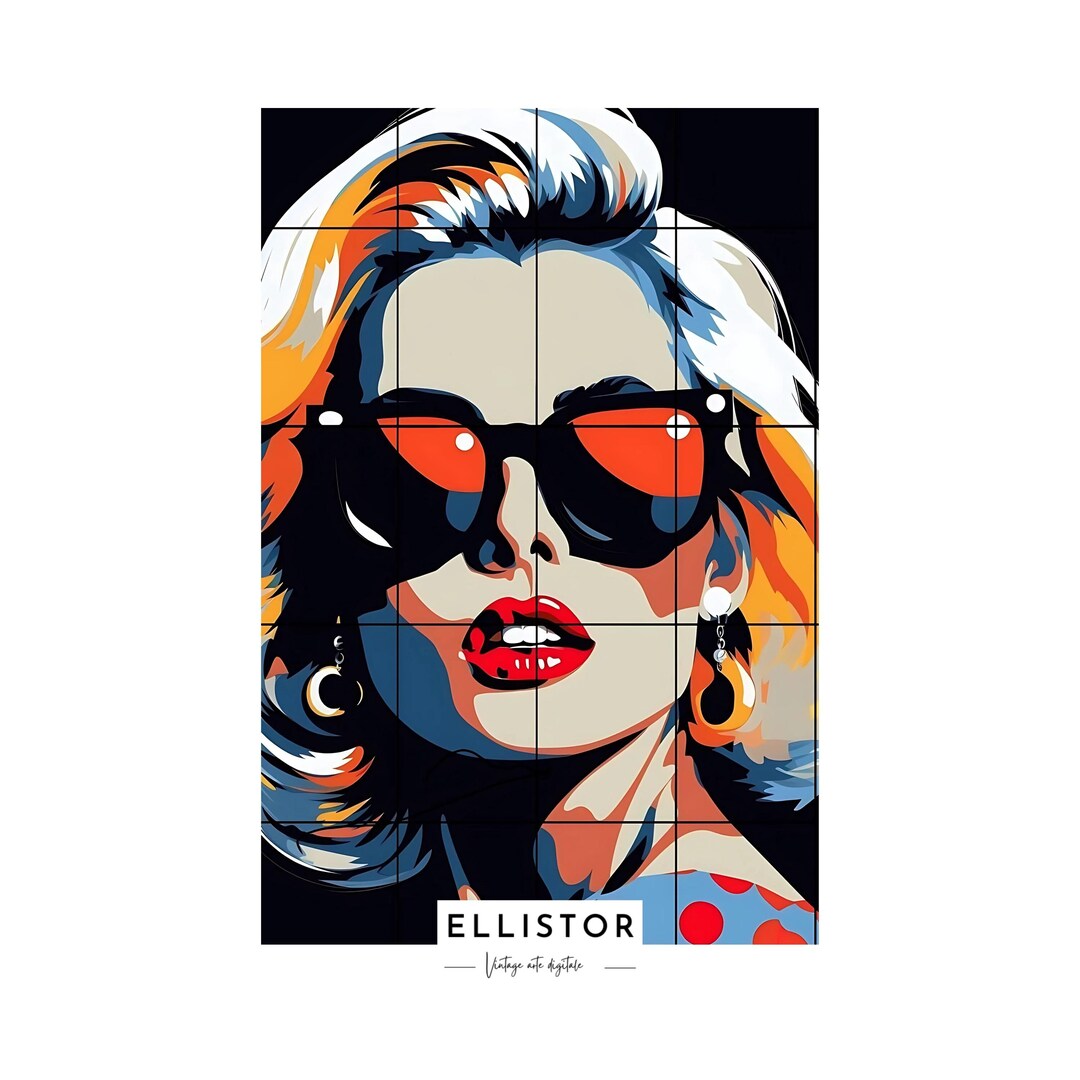 Pop Art Digital Print With Woman, Modern Colorful Poster, Digital Art ...