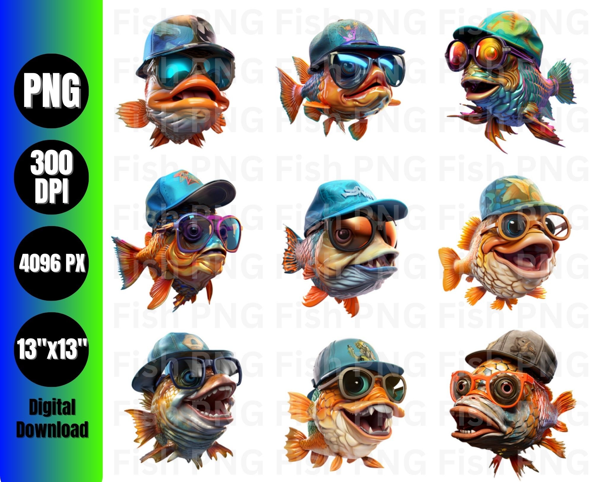 Fish Clip Art PNG ENTIRE Collection Silly Funny Fish Face Fish Clipart ...