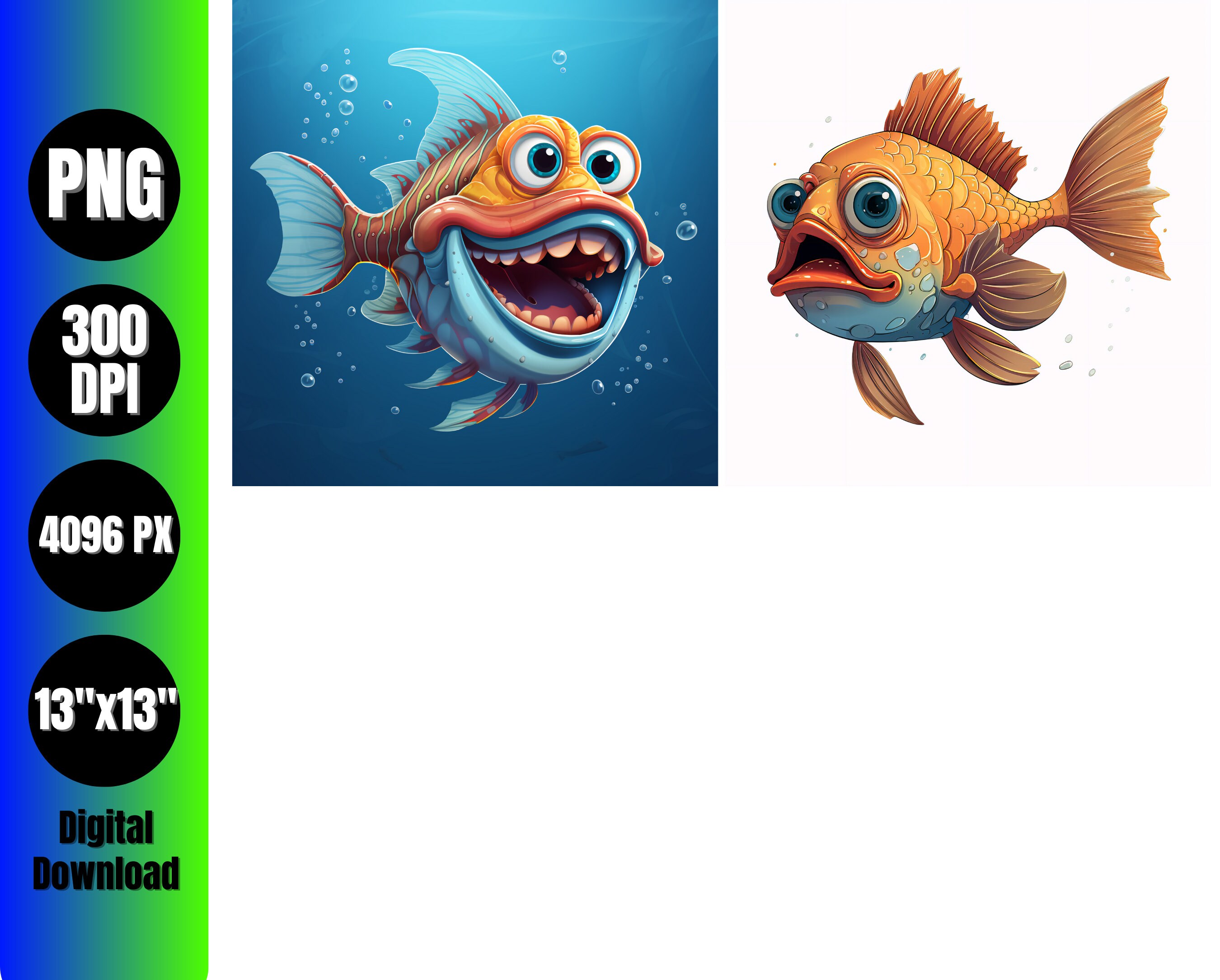 6 Cartoon Fish PNG Fish Happy Fish Cute Fish Clip Art Fish Printable ...