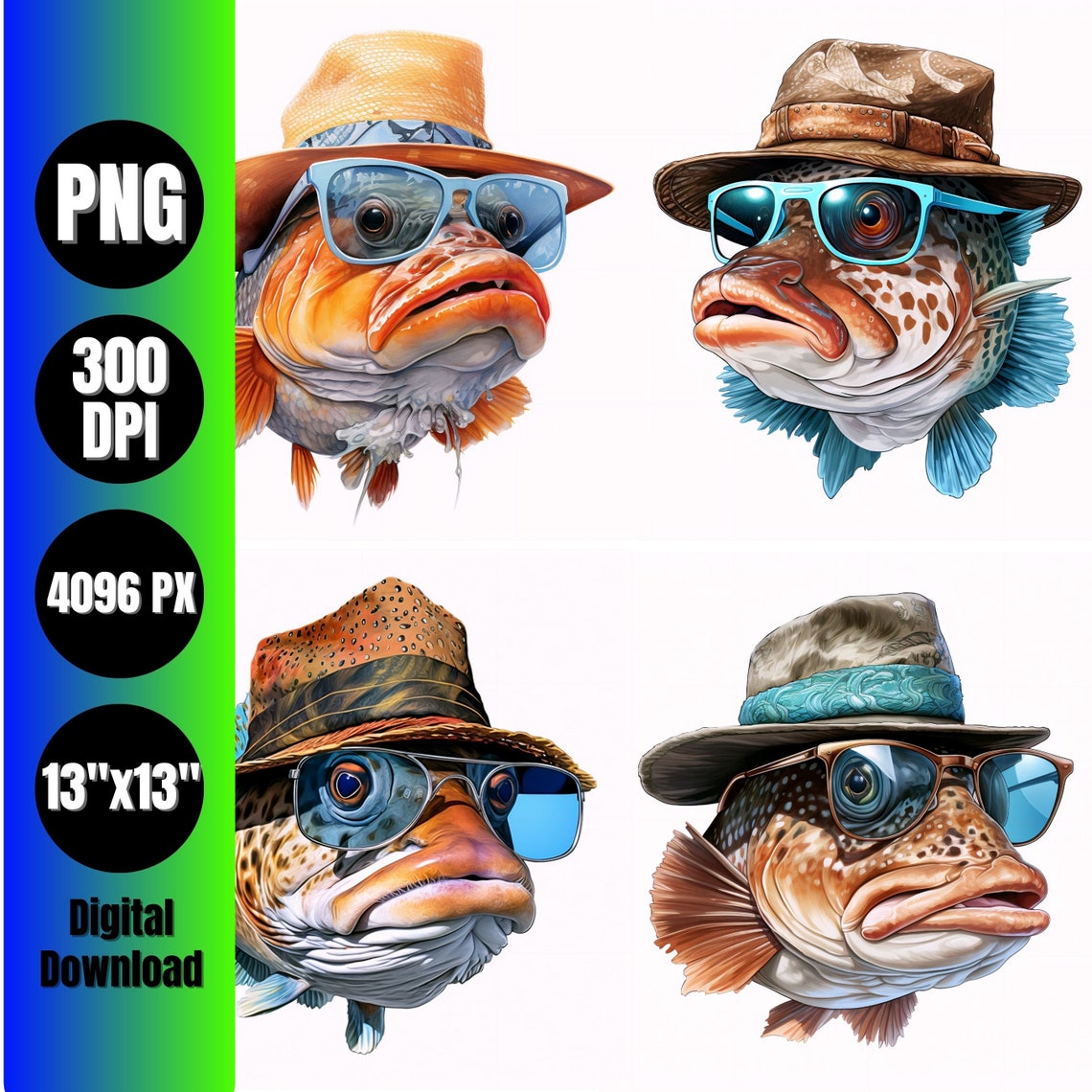 10 Grumpy Grouper Cartoon Fish PNG Fish Clip Art Fish Printable Fish ...