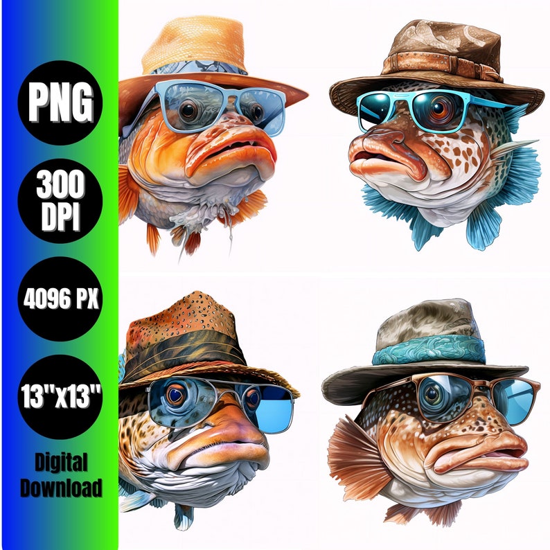 10 Grumpy Grouper Cartoon Fish PNG Fish Clip Art Fish Printable Fish ...