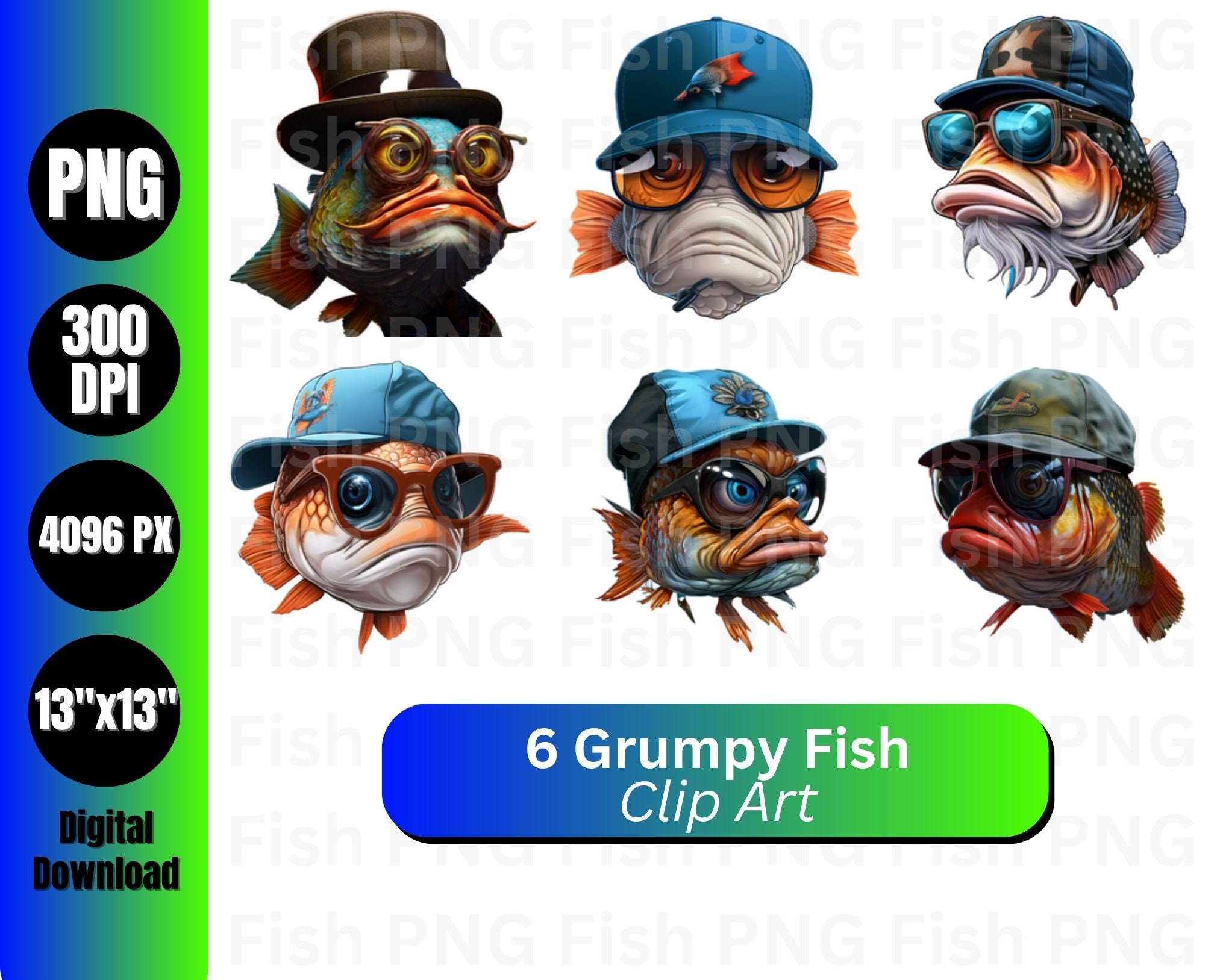 Fish SVG ENTIRE Collection Silly Funny Fish Face Fish Clipart Cartoon ...