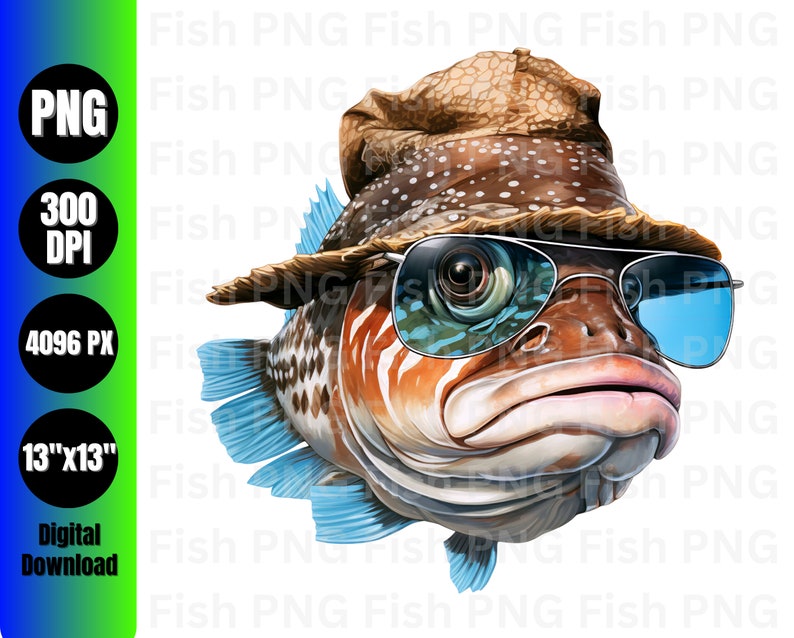 10 Grumpy Grouper Cartoon Fish PNG Fish Clip Art Fish Printable Fish ...