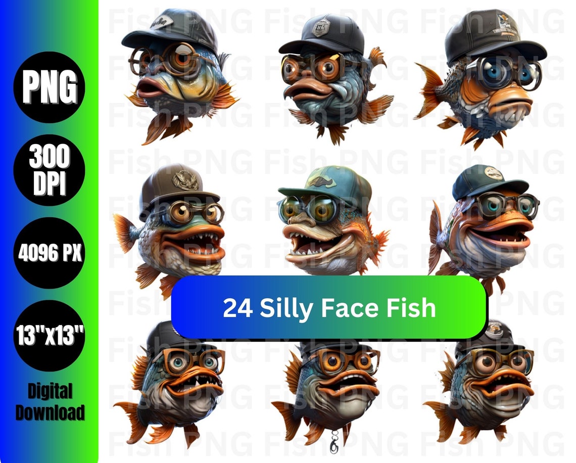 Fish SVG ENTIRE Collection Silly Funny Fish Face Fish Clipart Cartoon ...