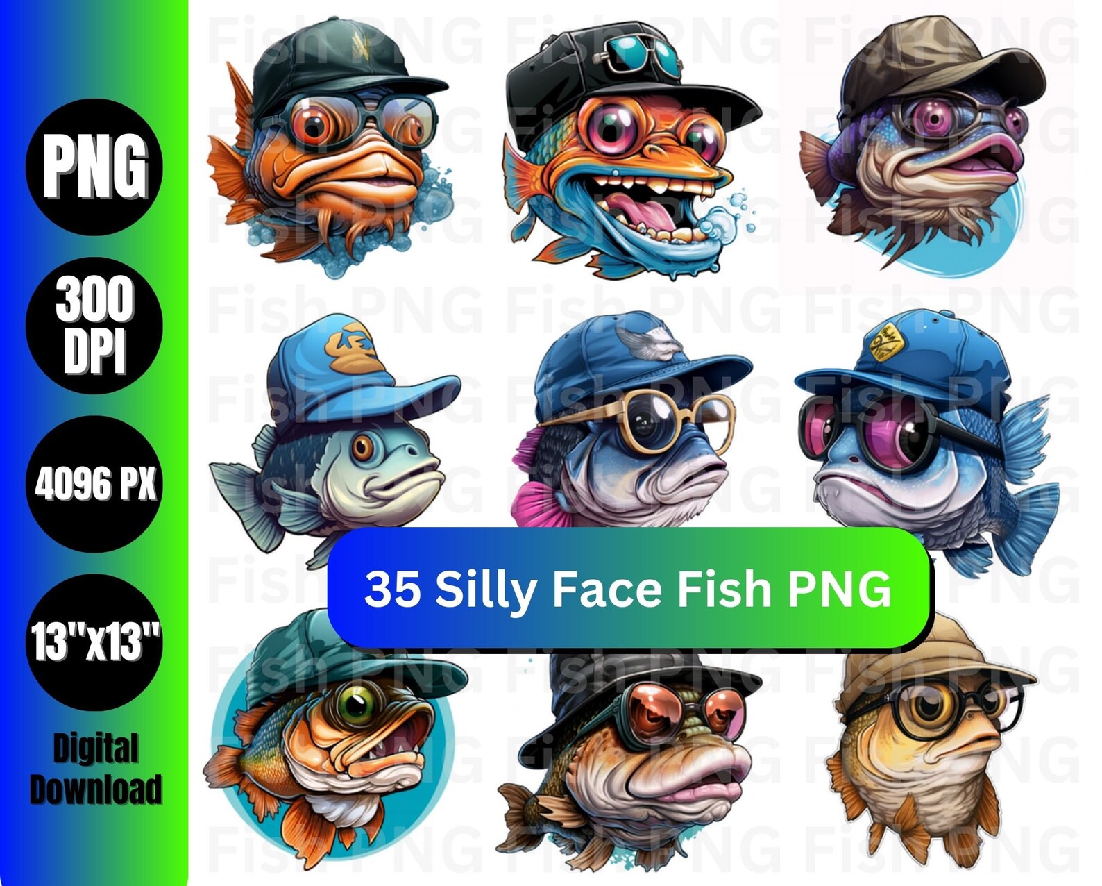 Fish SVG ENTIRE Collection Silly Funny Fish Face Fish Clipart Cartoon ...