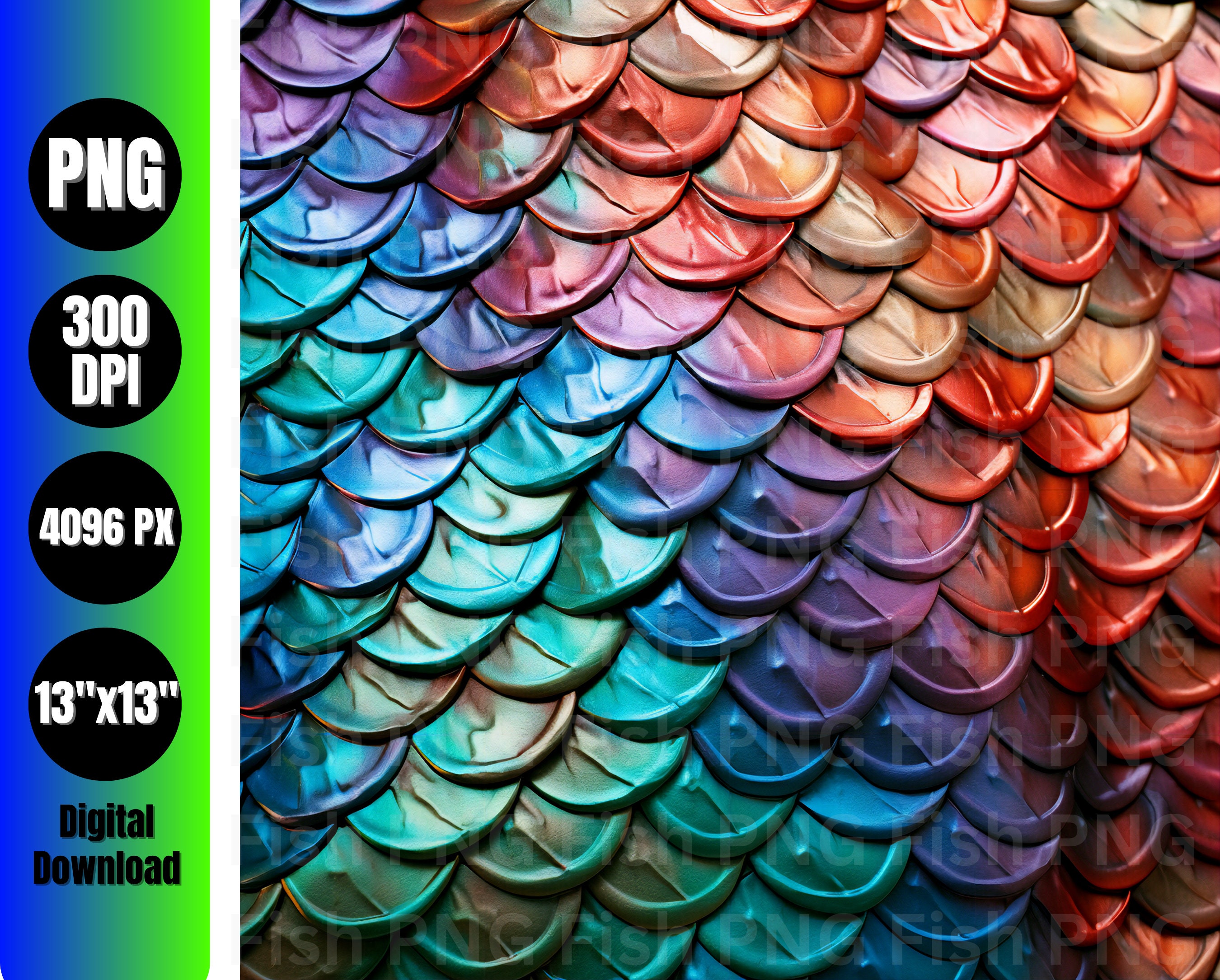 4 Mermaid Scales Colorful Scales Multi Color Fish Scales Whimsical Fish ...