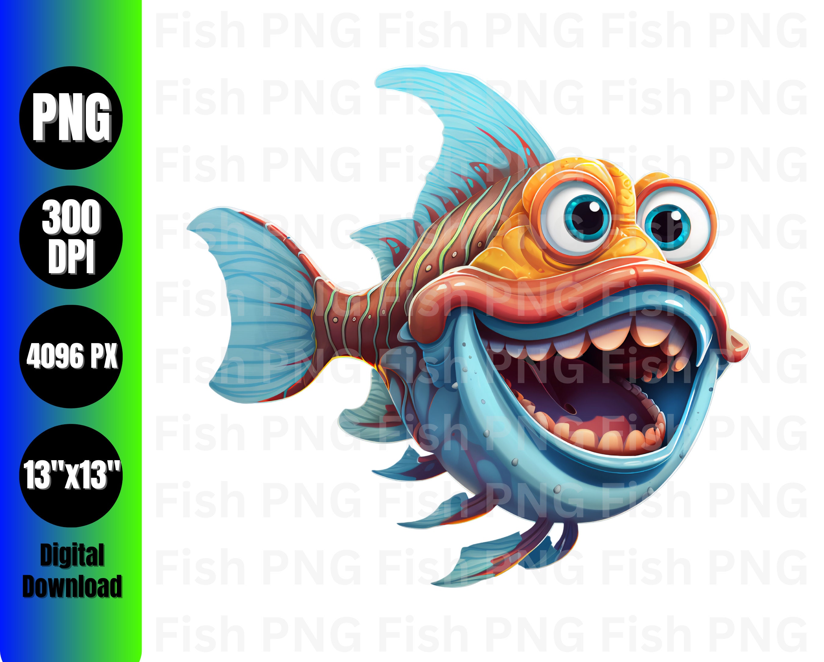 6 Cartoon Fish PNG Fish Happy Fish Cute Fish Clip Art Fish Printable ...