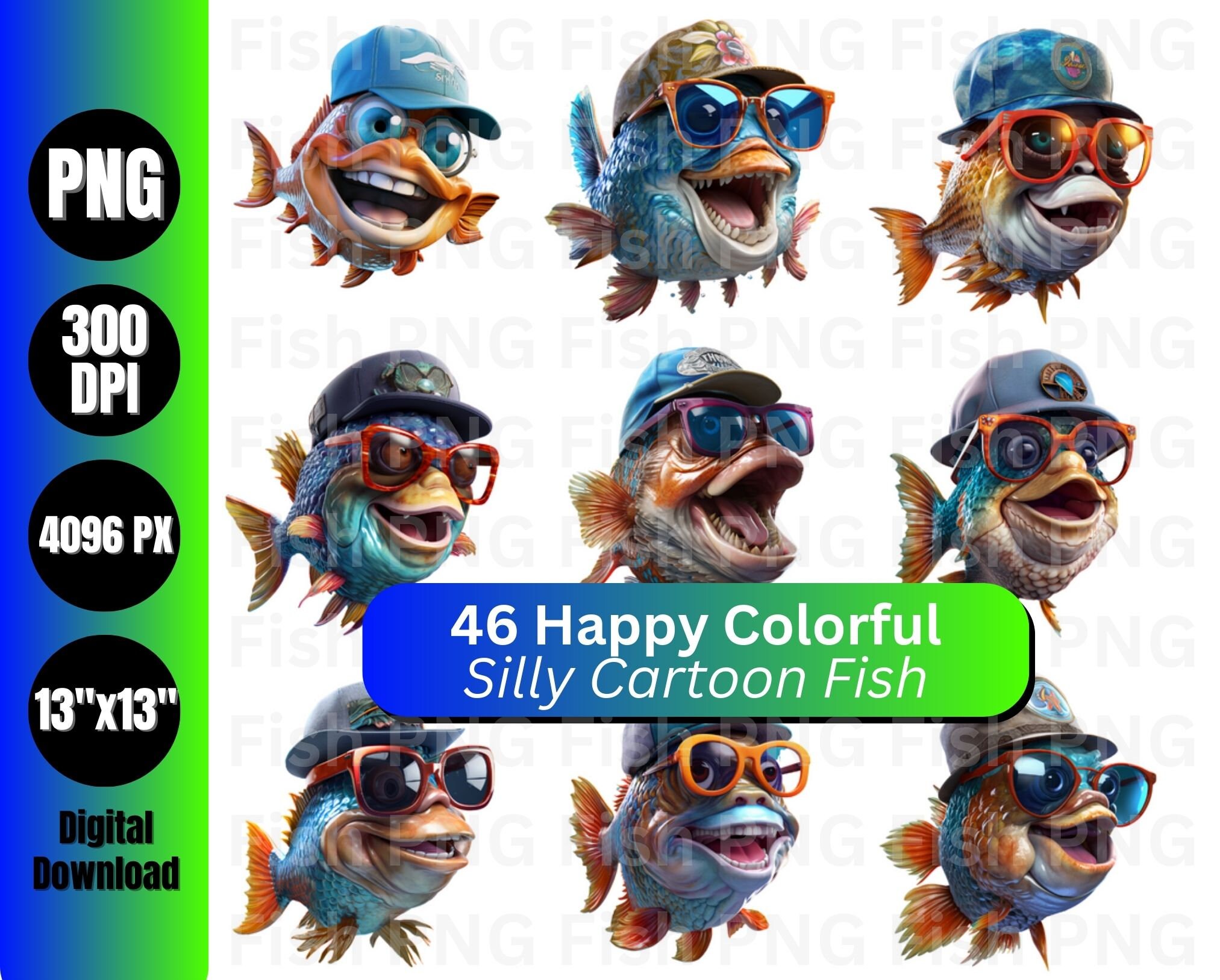 Fish SVG ENTIRE Collection Silly Funny Fish Face Fish Clipart Cartoon ...