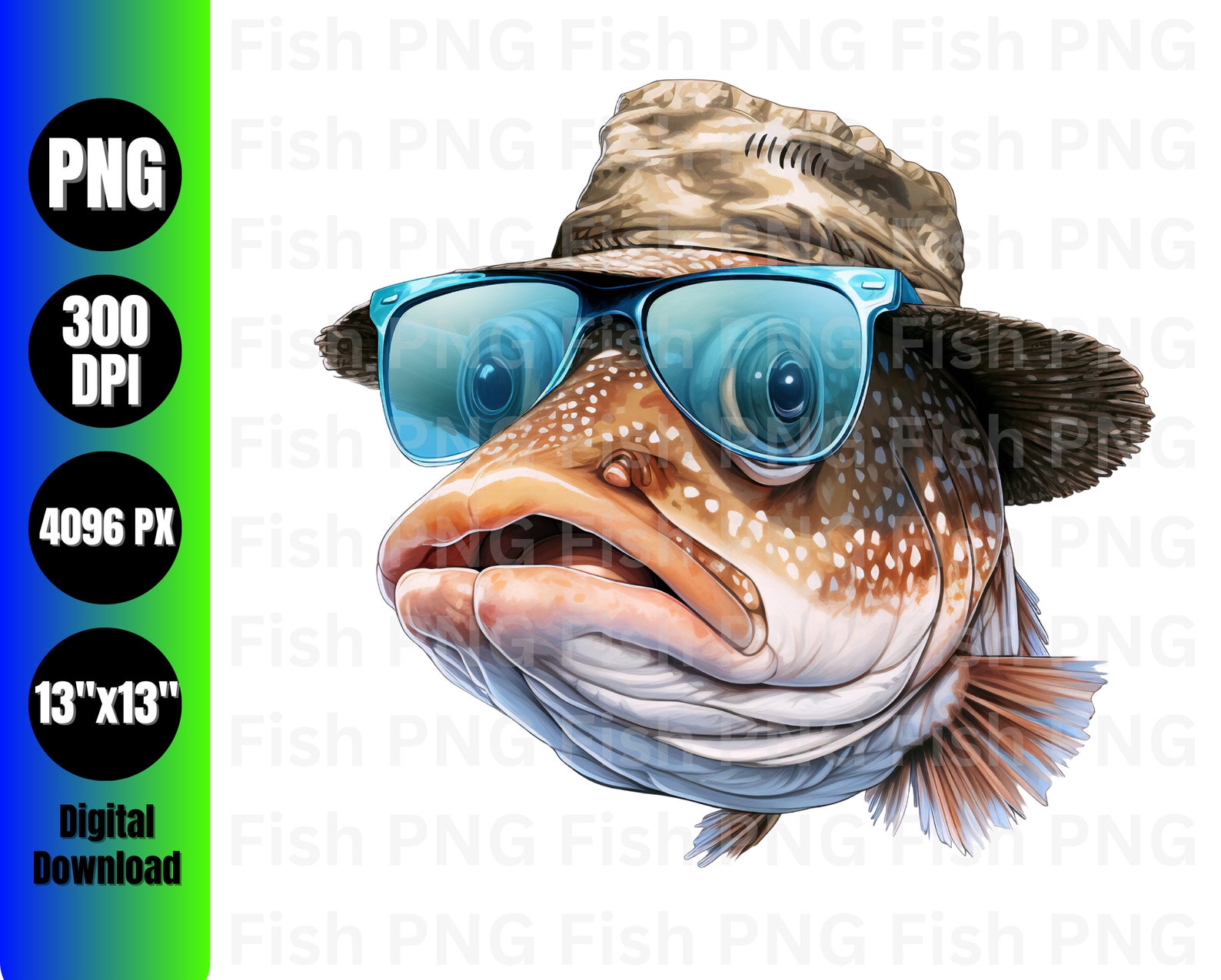 10 Grumpy Grouper Cartoon Fish PNG Fish Clip Art Fish Printable Fish ...