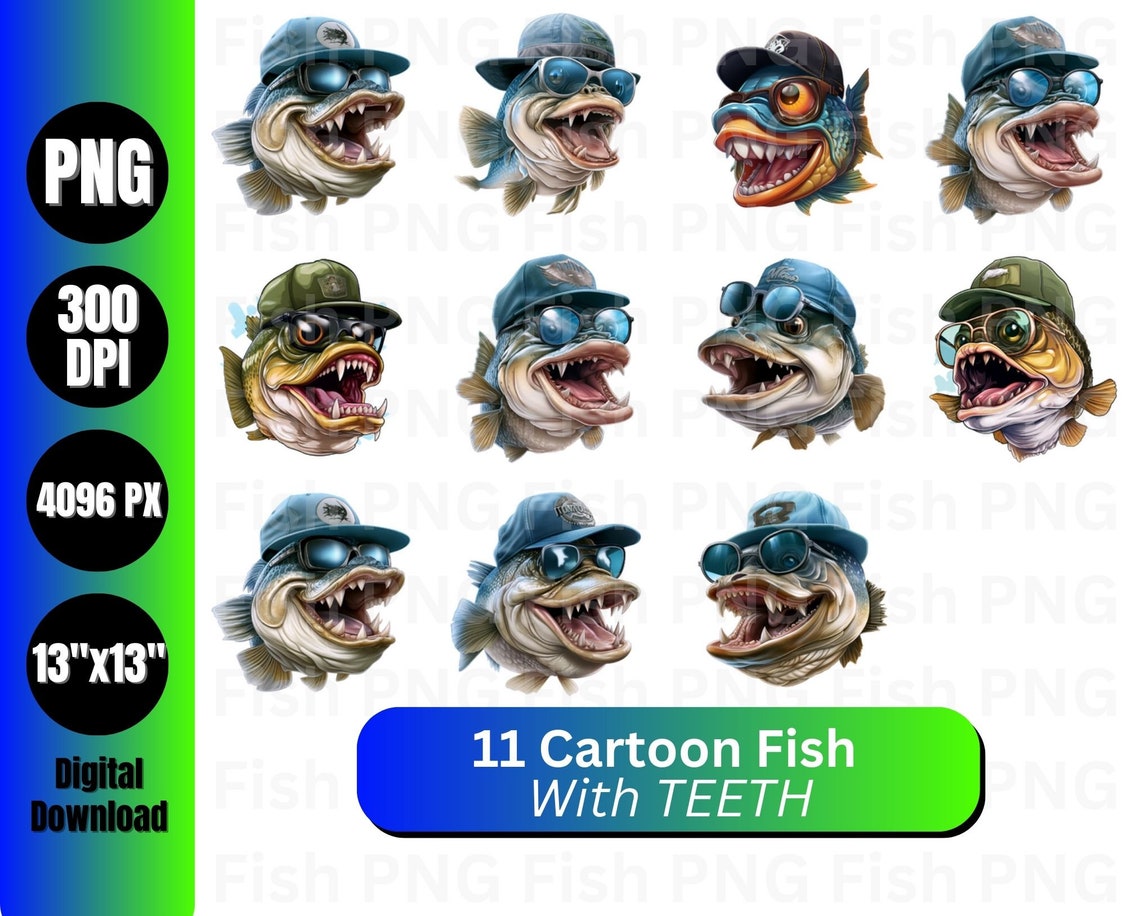 Fish SVG ENTIRE Collection Silly Funny Fish Face Fish Clipart Cartoon ...