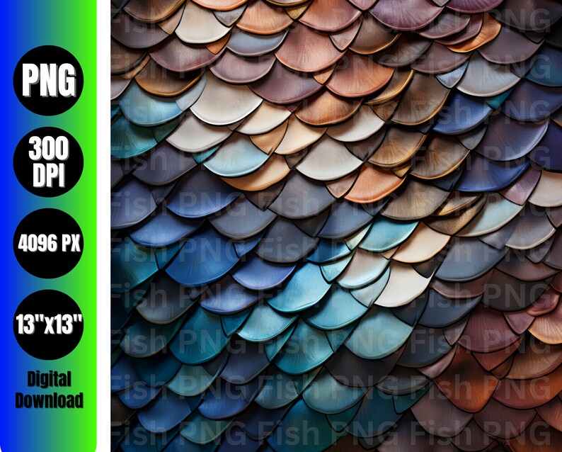 4 Mermaid Scales Colorful Scales Multi Color Fish Scales Whimsical Fish ...