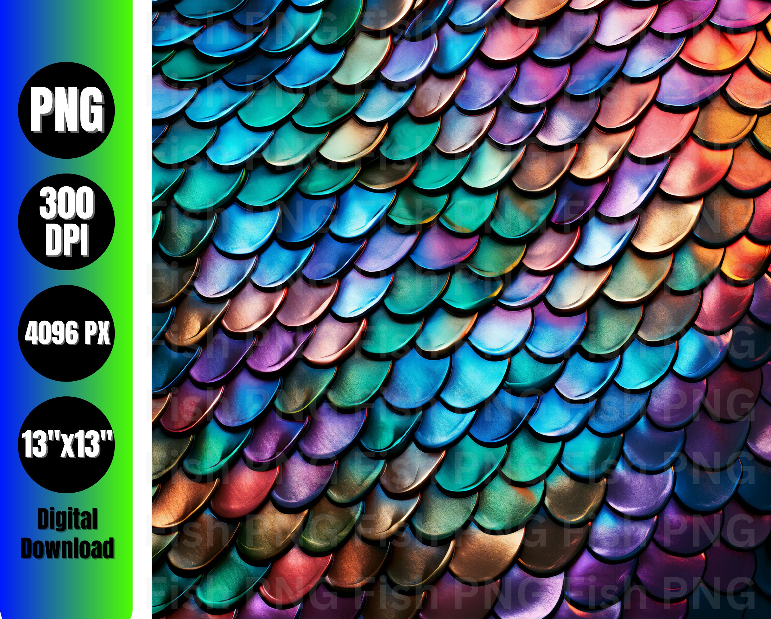 4 Mermaid Scales Colorful Scales Multi Color Fish Scales Whimsical Fish ...