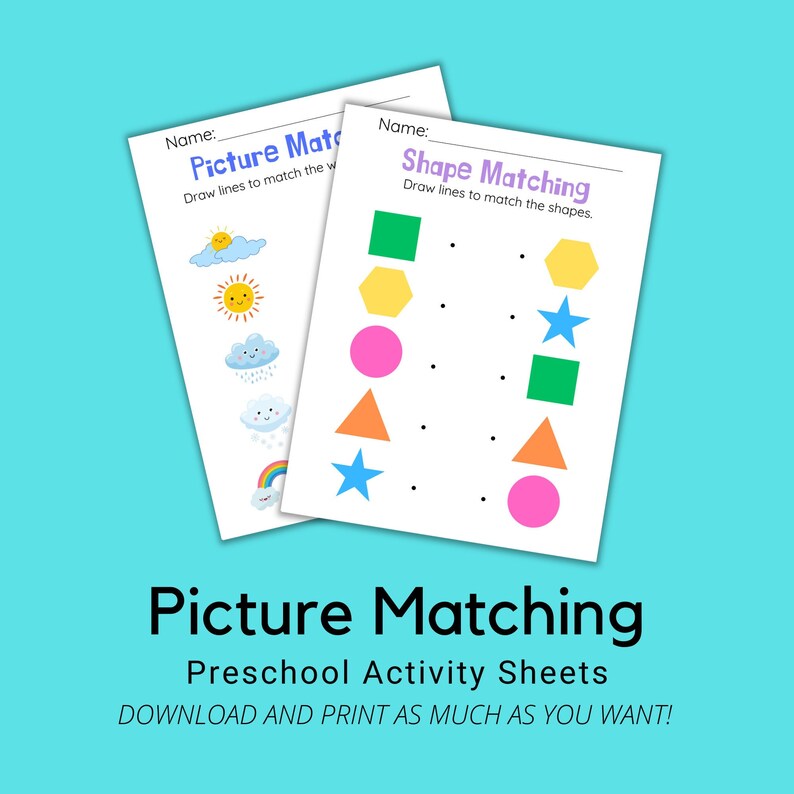 Printable Matching Worksheets, Preschool Matching Worksheets, Matching ...
